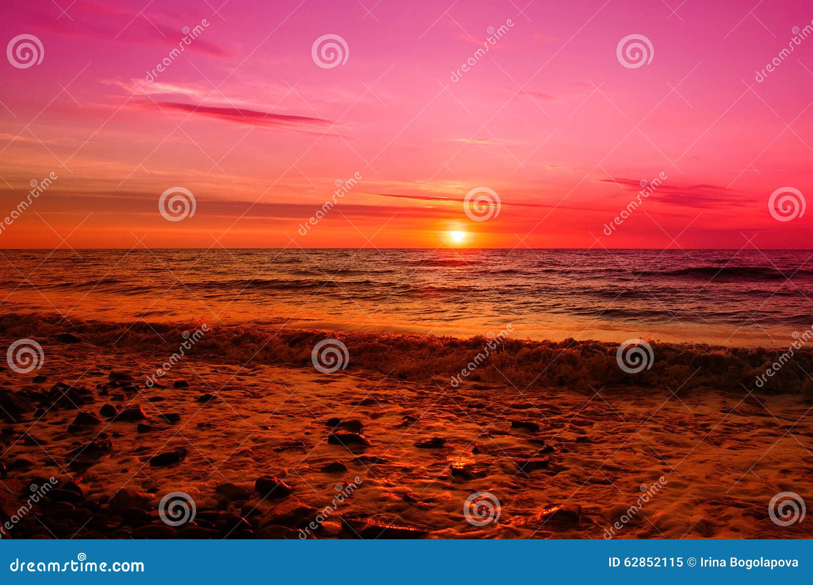 Amazing Purple Sunset Over Sea Stock Image - Image of dusk, orange ...