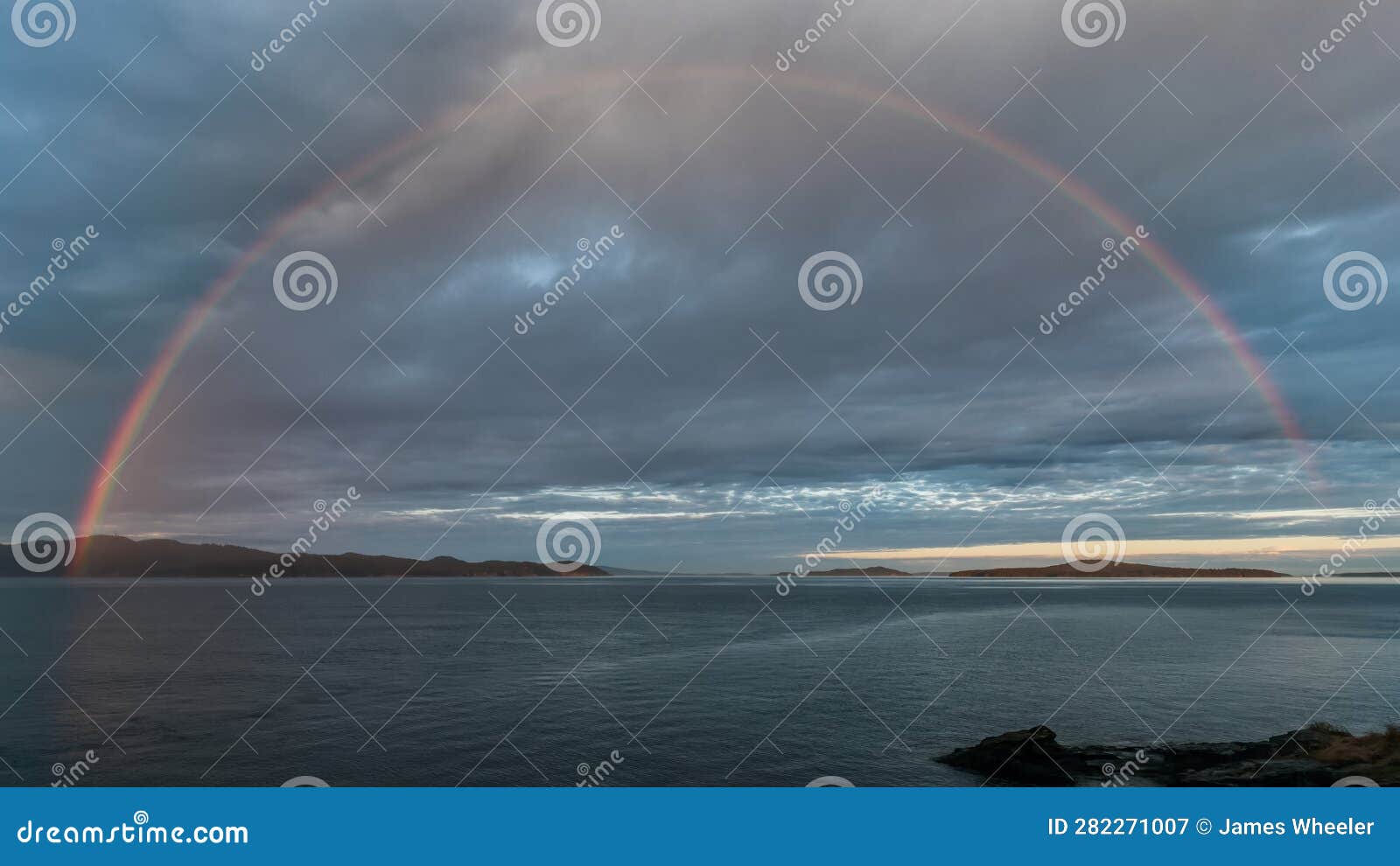 Amazing Rainbow at Sunset on Salt Spring Island Stock Image - Image of ...