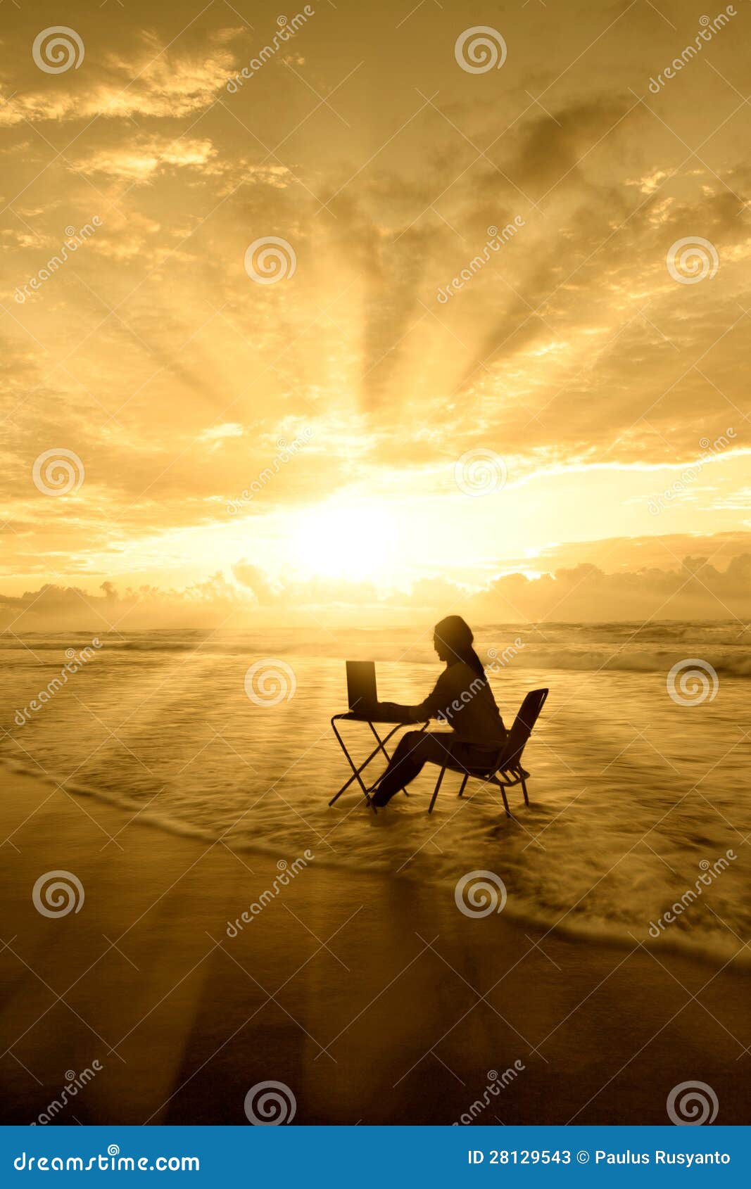Amazing Rays of Light of Woman Study on Beach Stock Image - Image of ...