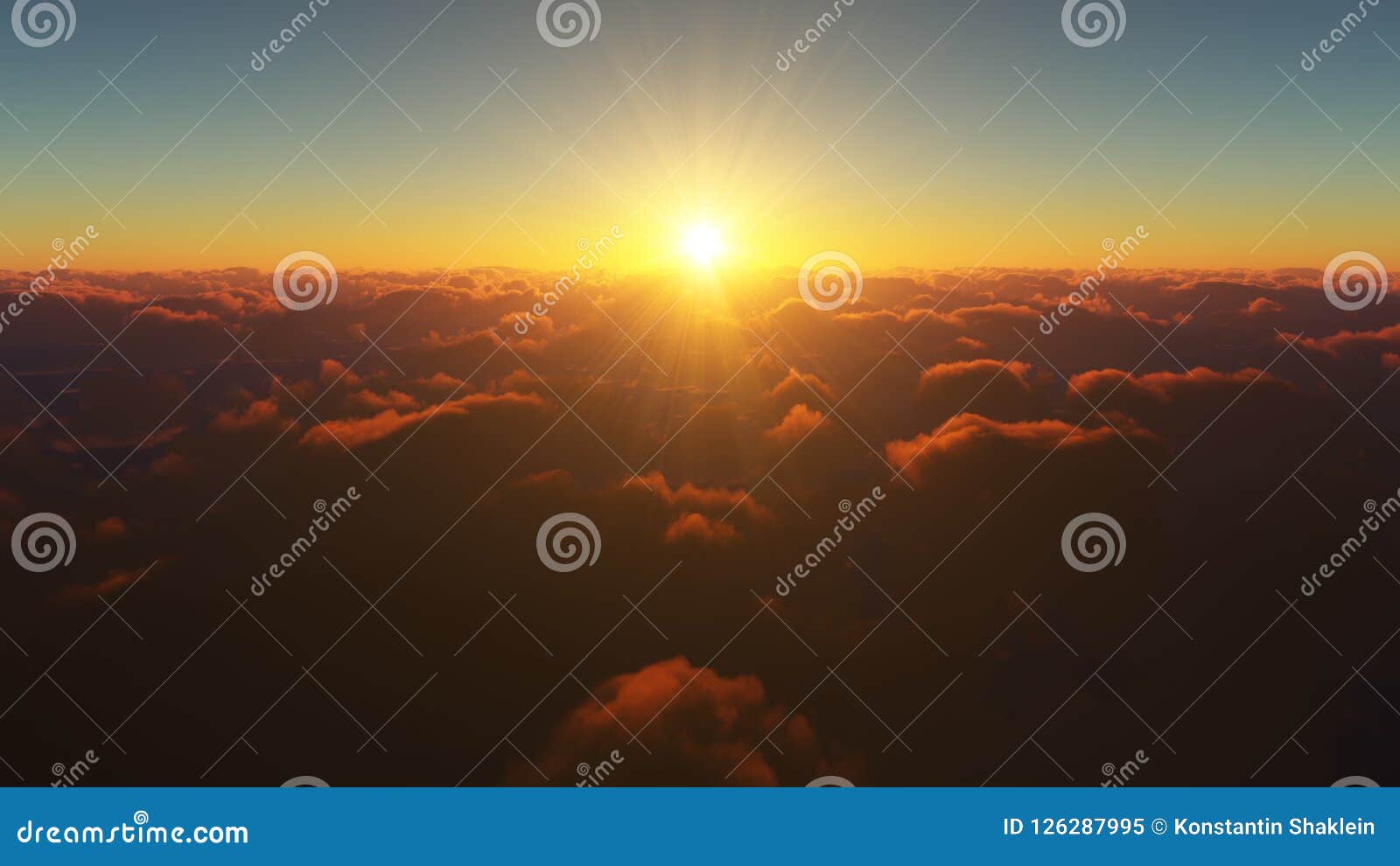 Amazing and Realistic Sunrise Above the Clouds Stock Illustration ...