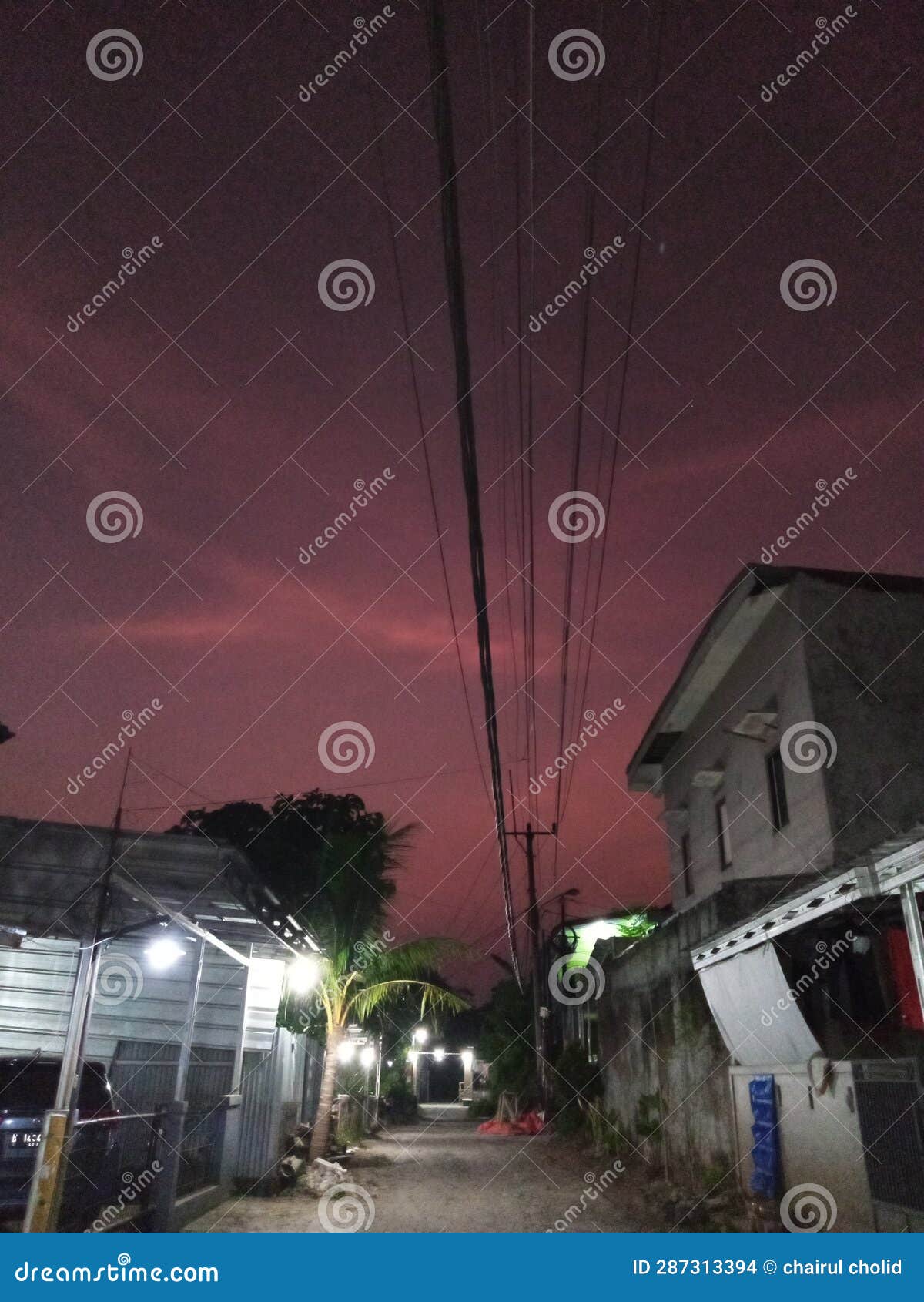 Amazing Red Mega at Dawn Seen from Housing Stock Photo - Image of dawn ...