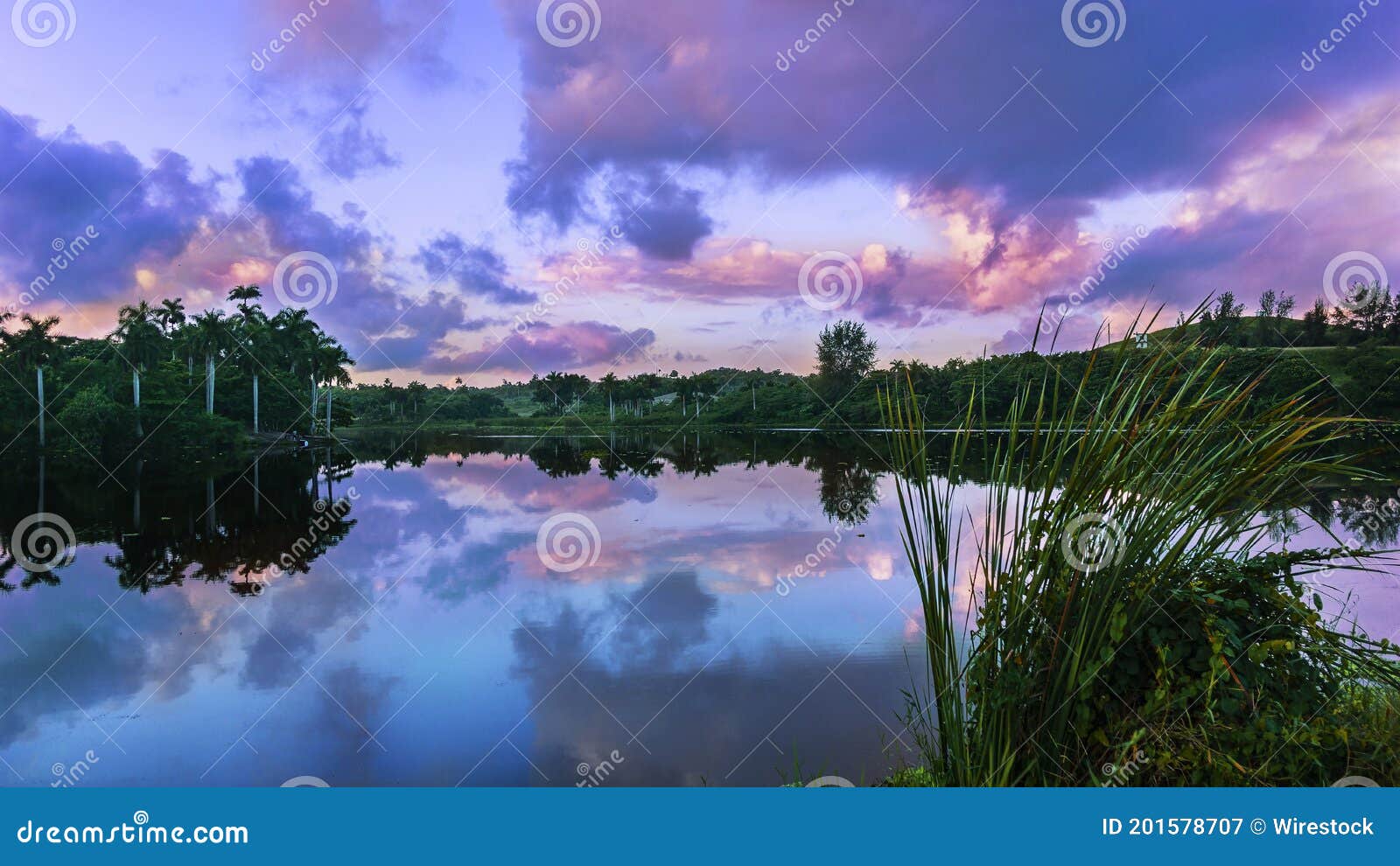 Amazing Reflective Lake during the Sunset Stock Image - Image of ...