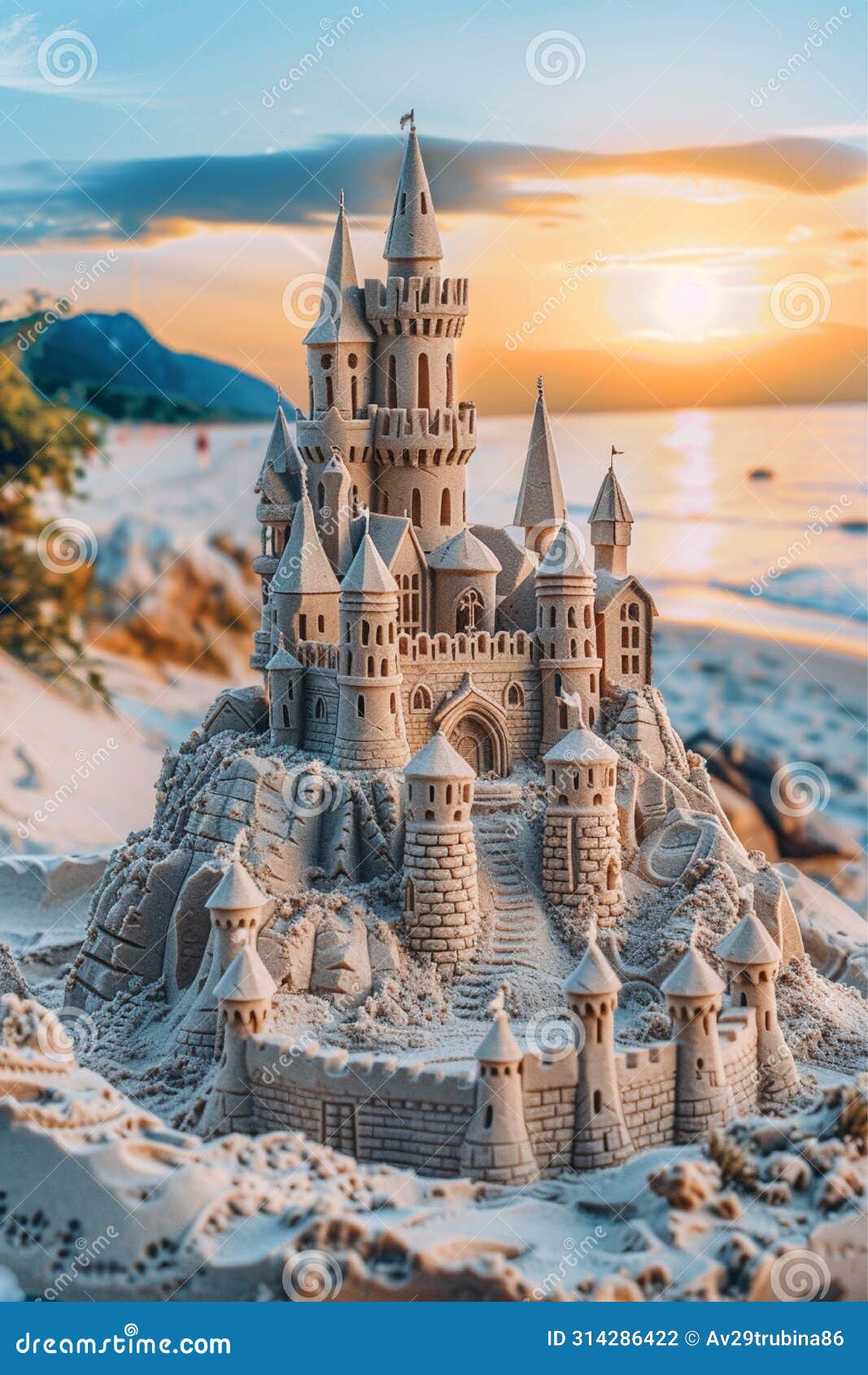 Amazing Sandcastle on a Beach Stock Illustration - Illustration of sand ...