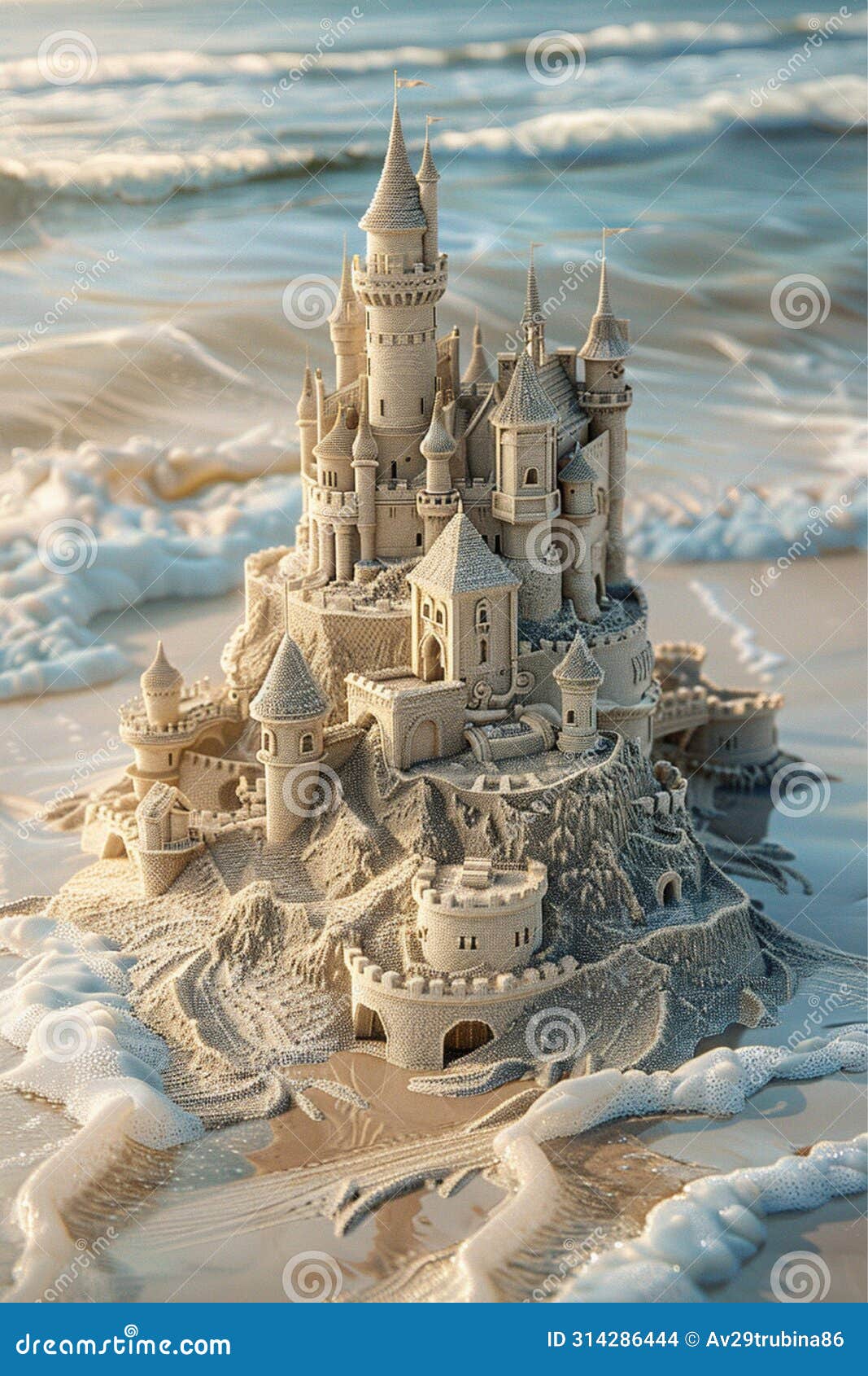 Amazing Sandcastle on a Beach Stock Illustration - Illustration of ...