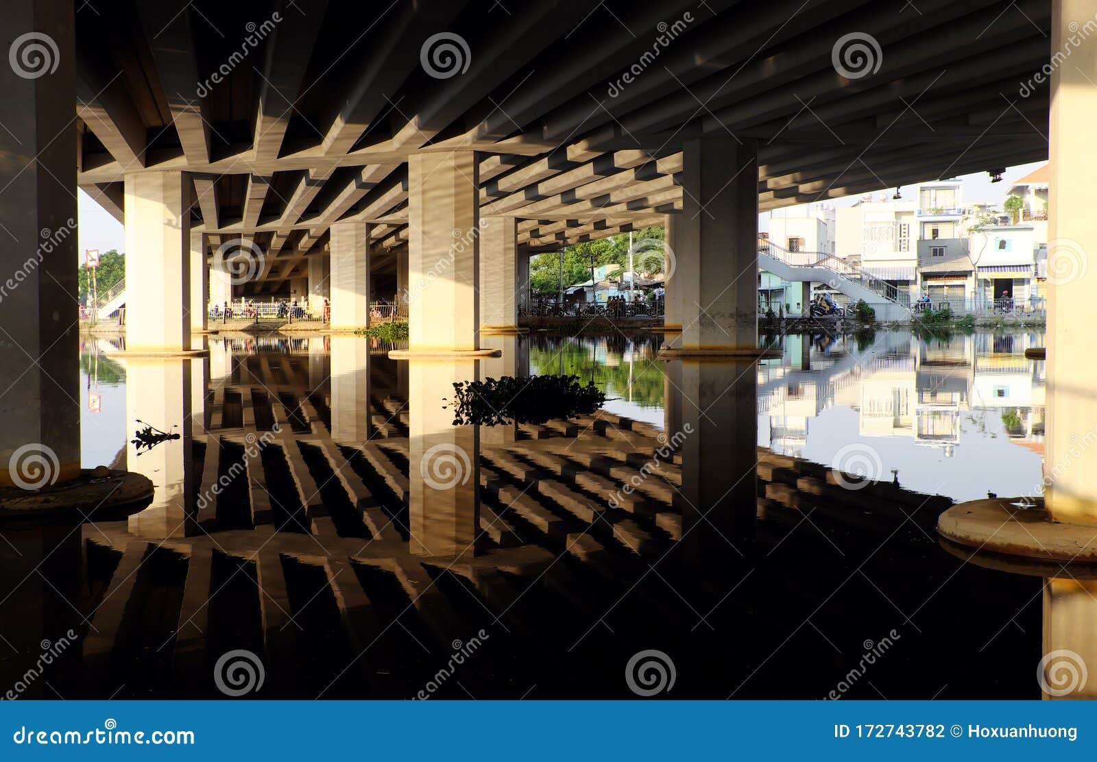 Amazing Scene Under Bridge with Reflection Wonderful Shadow, Shape ...