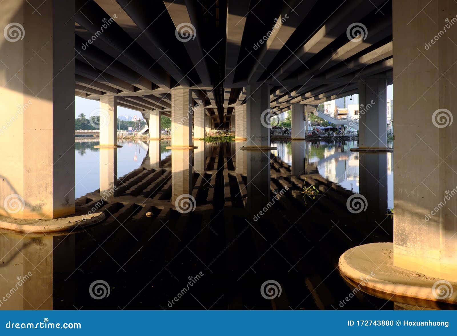 Amazing Scene Under Bridge with Reflection Wonderful Shadow, Shape ...
