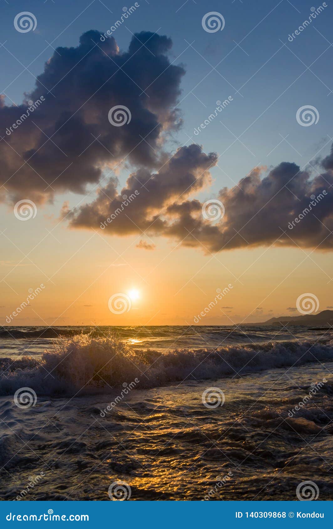 Amazing Sea Sunset, the Sun, Waves, Clouds Stock Photo - Image of ...