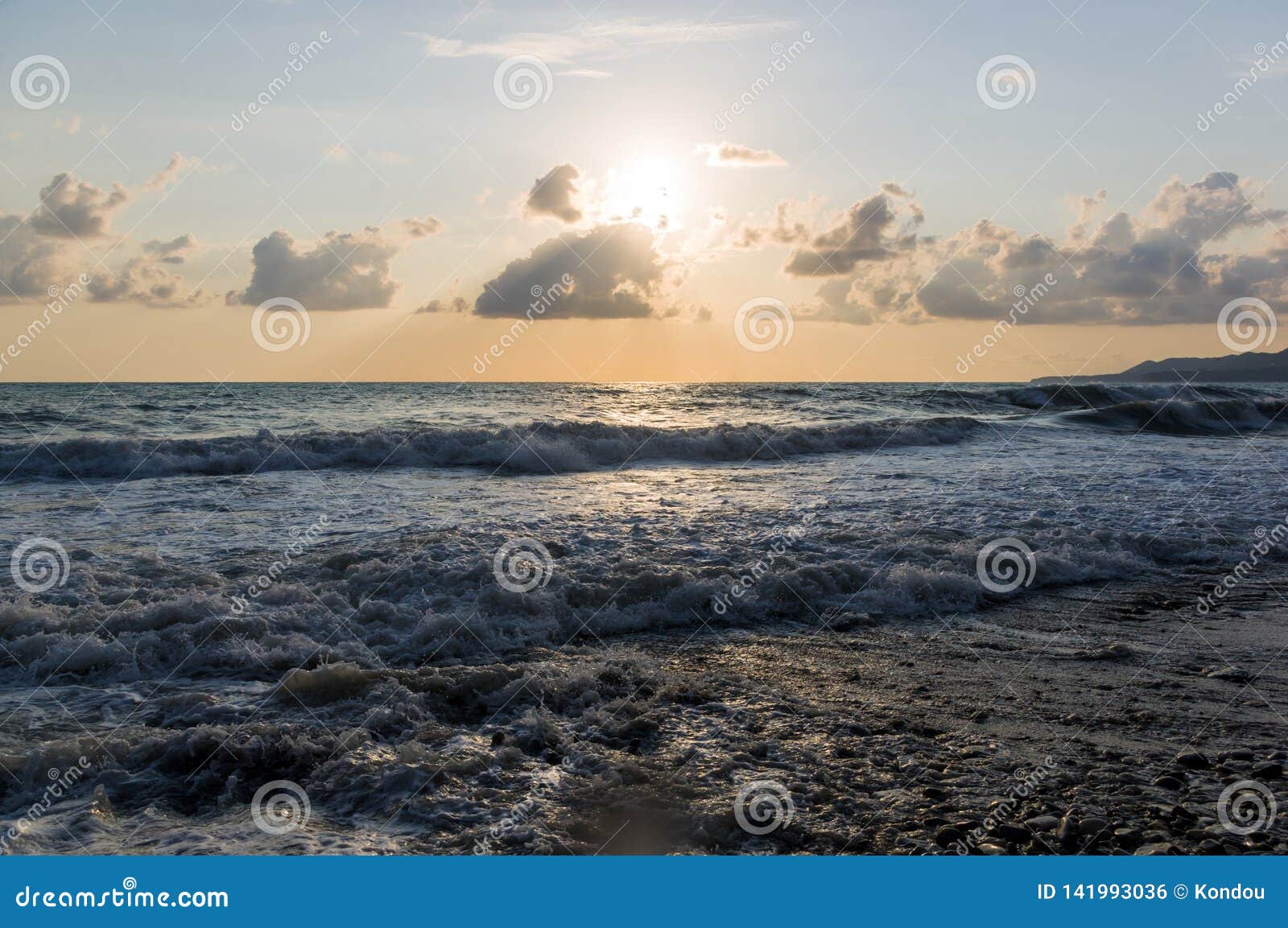 Amazing Sea Sunset, the Sun, Waves, Clouds Stock Photo - Image of ...