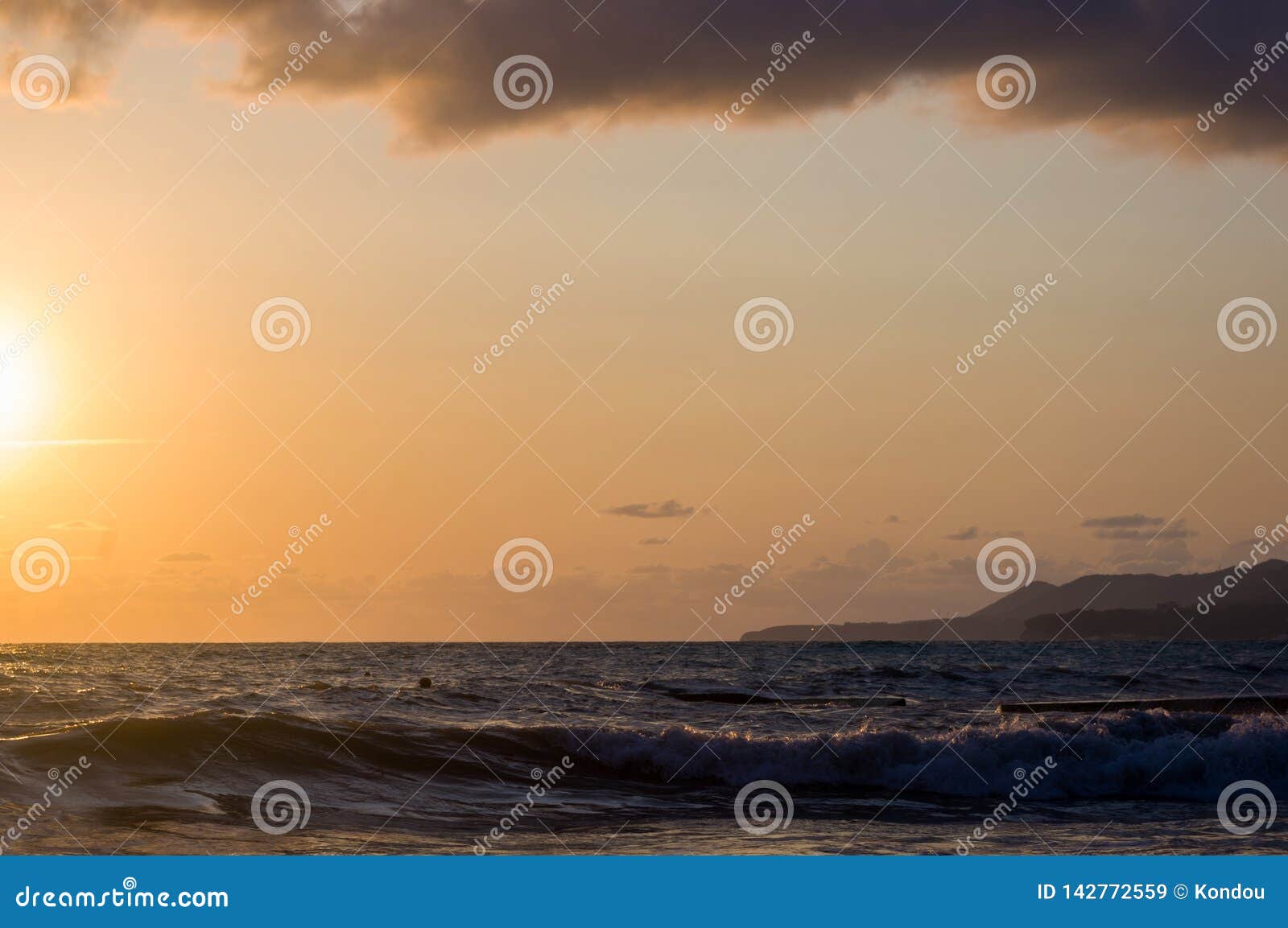 Amazing Sea Sunset, the Sun, Waves, Clouds Stock Image - Image of cloud ...