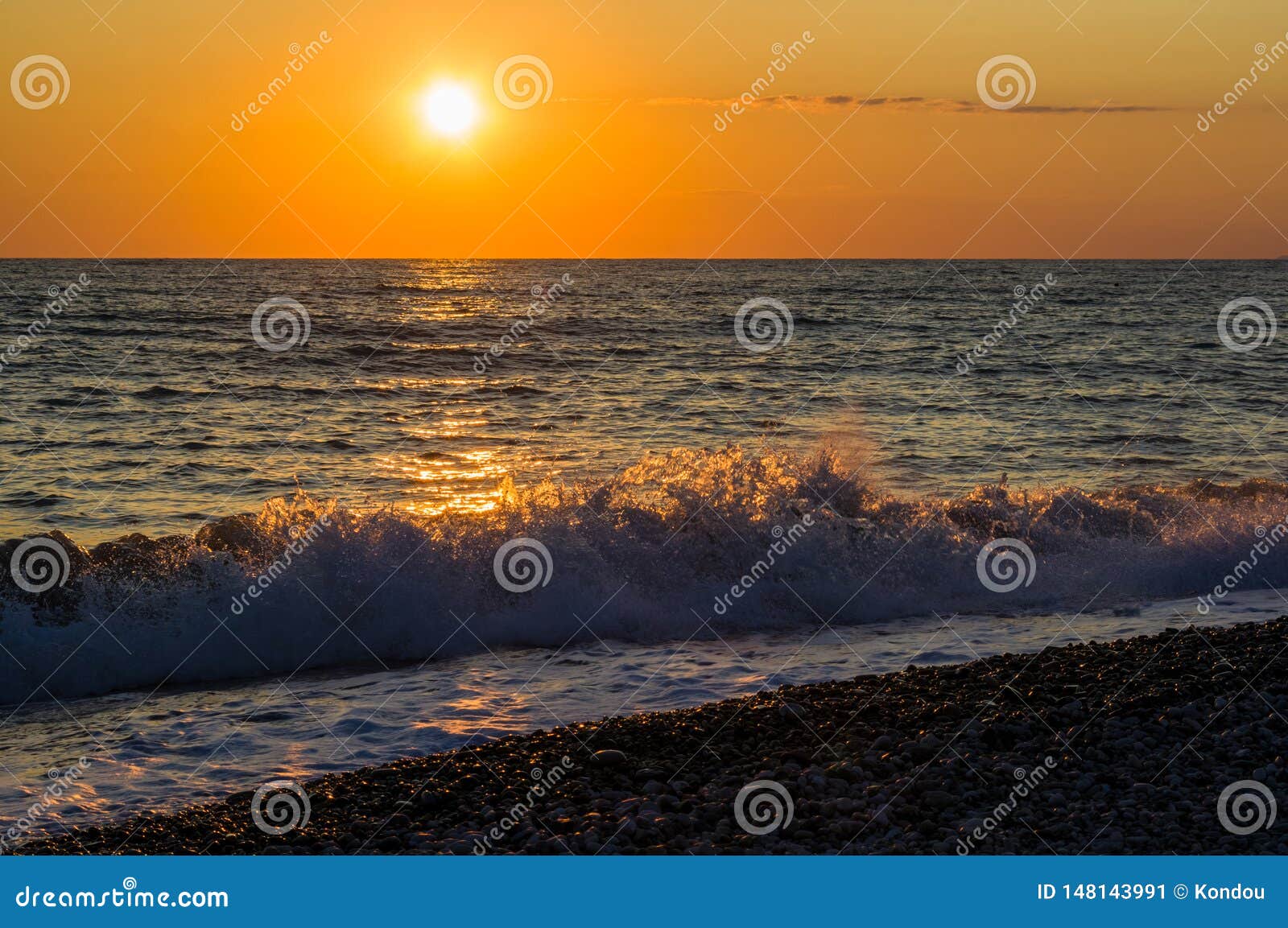 Amazing Sea Sunset, the Sun, Waves, Clouds Stock Image - Image of ...