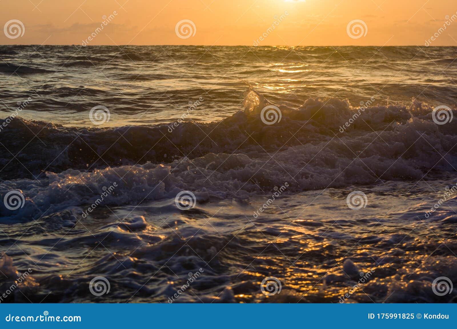 Amazing Sea Sunset, the Sun, Waves, Clouds Stock Image - Image of water ...