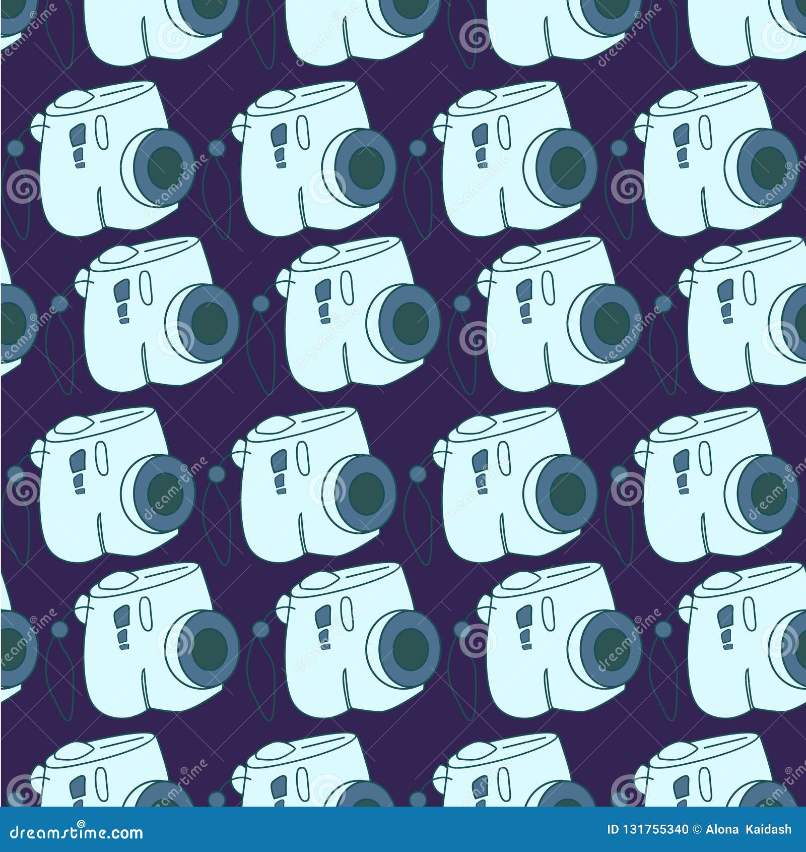 Amazing Seamless Vintage Camera Pattern.Vector Seamless Pattern with ...