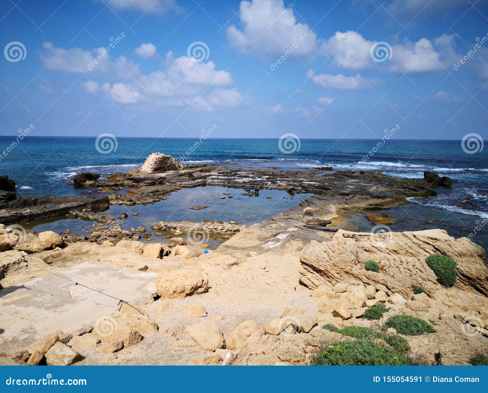 Exotic blue seascape stock image. Image of rock, park - 155054591