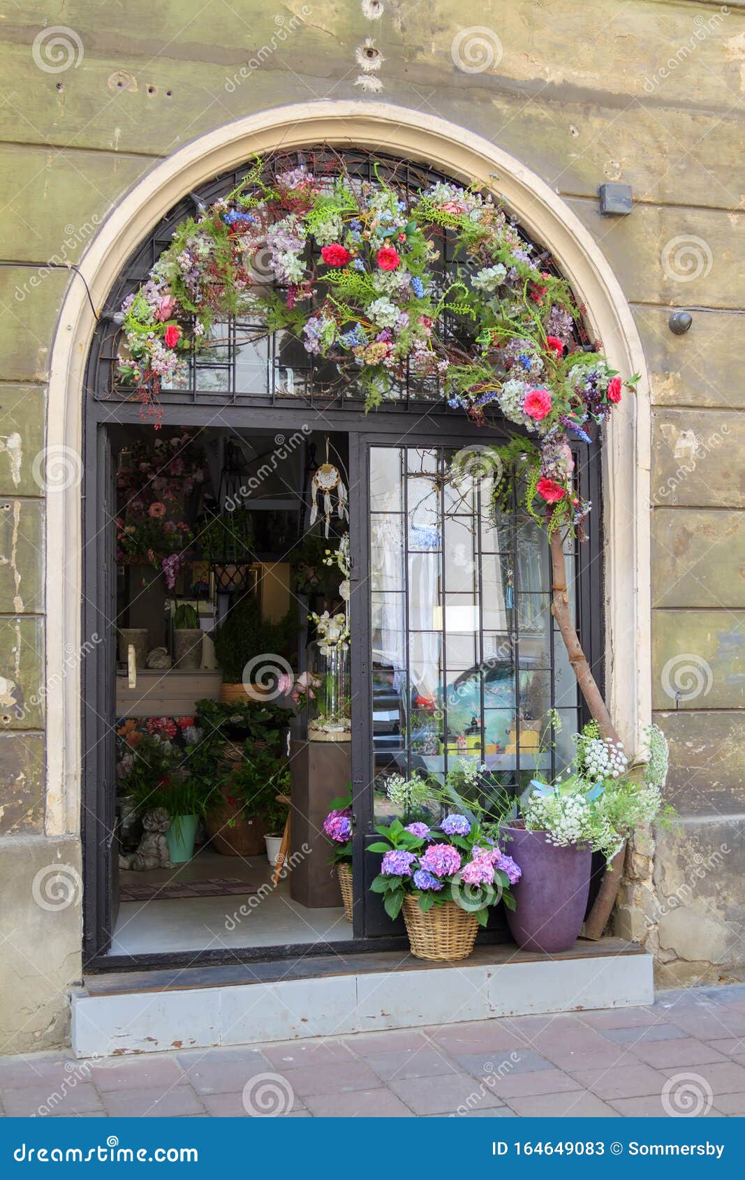 Amazing Shop Window of the Flower Shop in an Old Building Stock Image ...