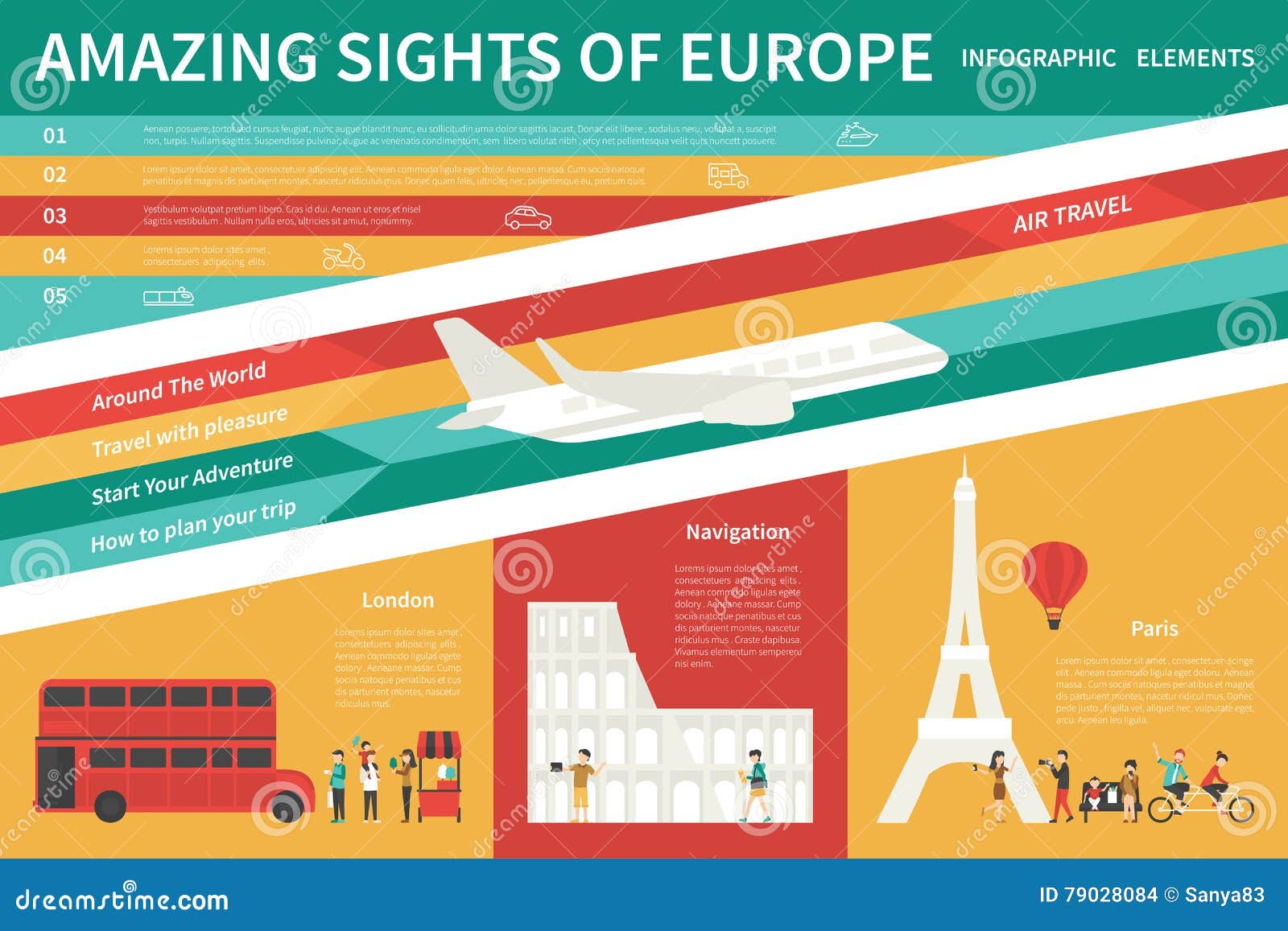 Europe Map Infographic. Slide Presentation. Cartoon Vector ...
