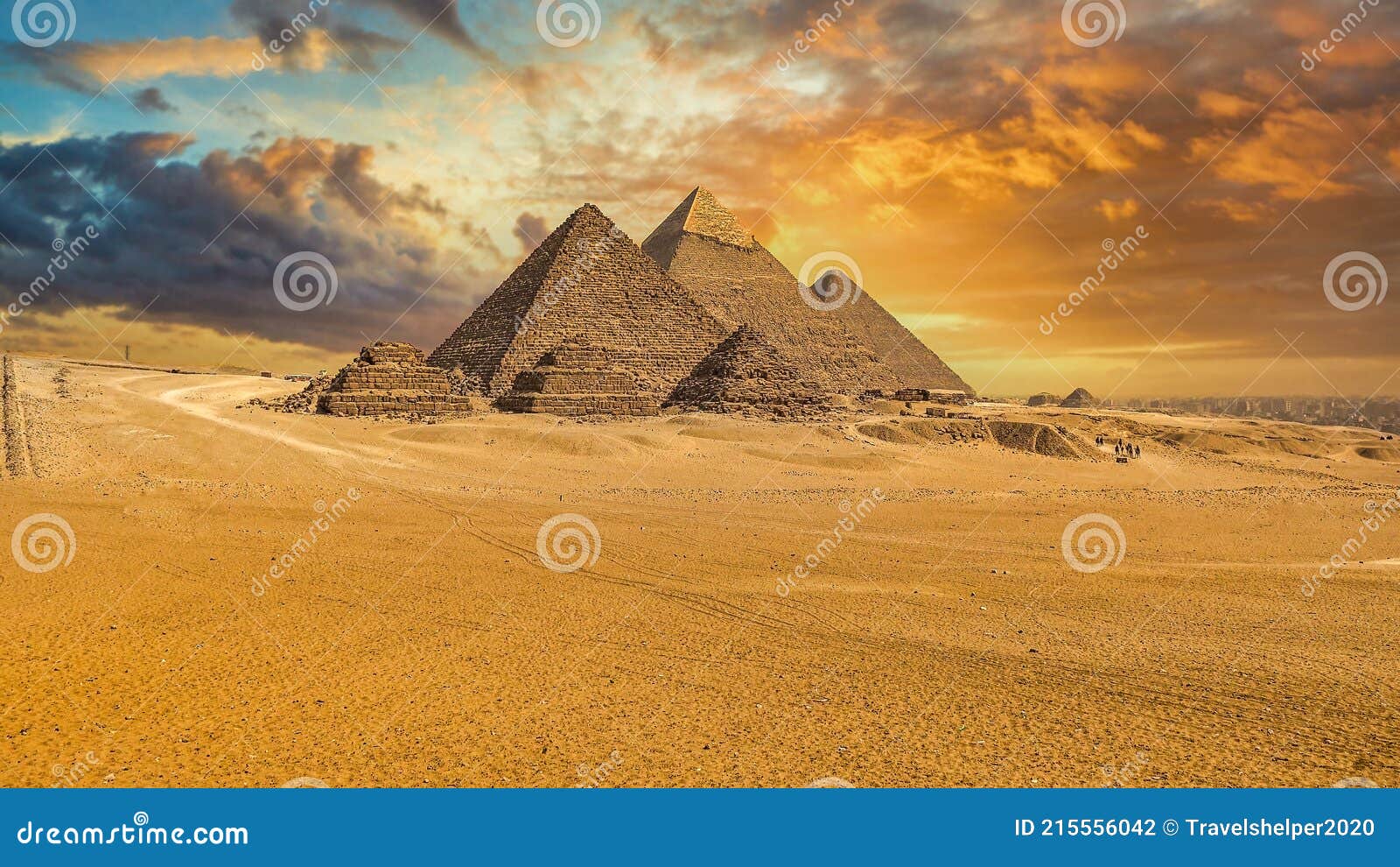 Amazing Sky Above the Great Pyramids of Giza Stock Photo - Image of ...