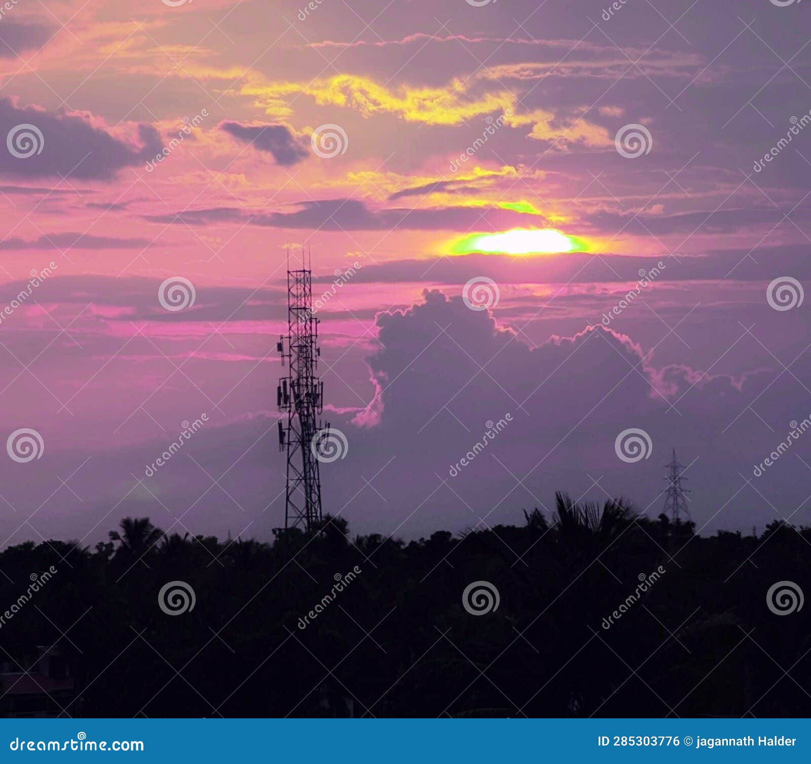 Amazing Sky Sunset of the Clouds Power Tree Stock Photo - Image of tree ...