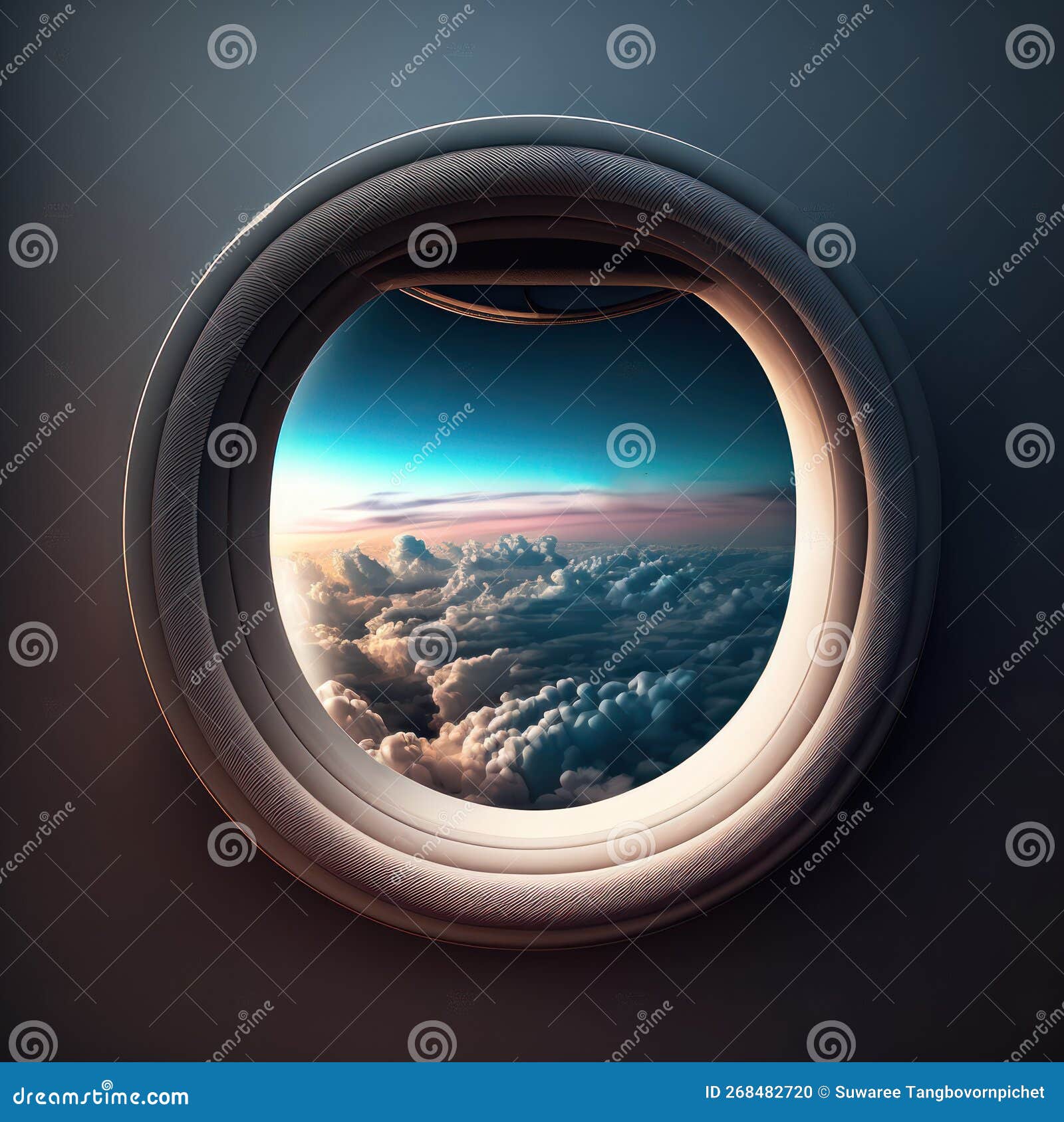 Amazing Sky View from Airplane Window Graphic Illustration Background ...