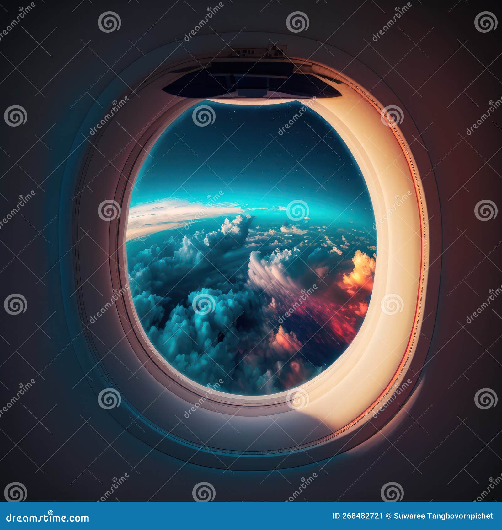 Amazing Sky View from Airplane Window Graphic Illustration Background ...