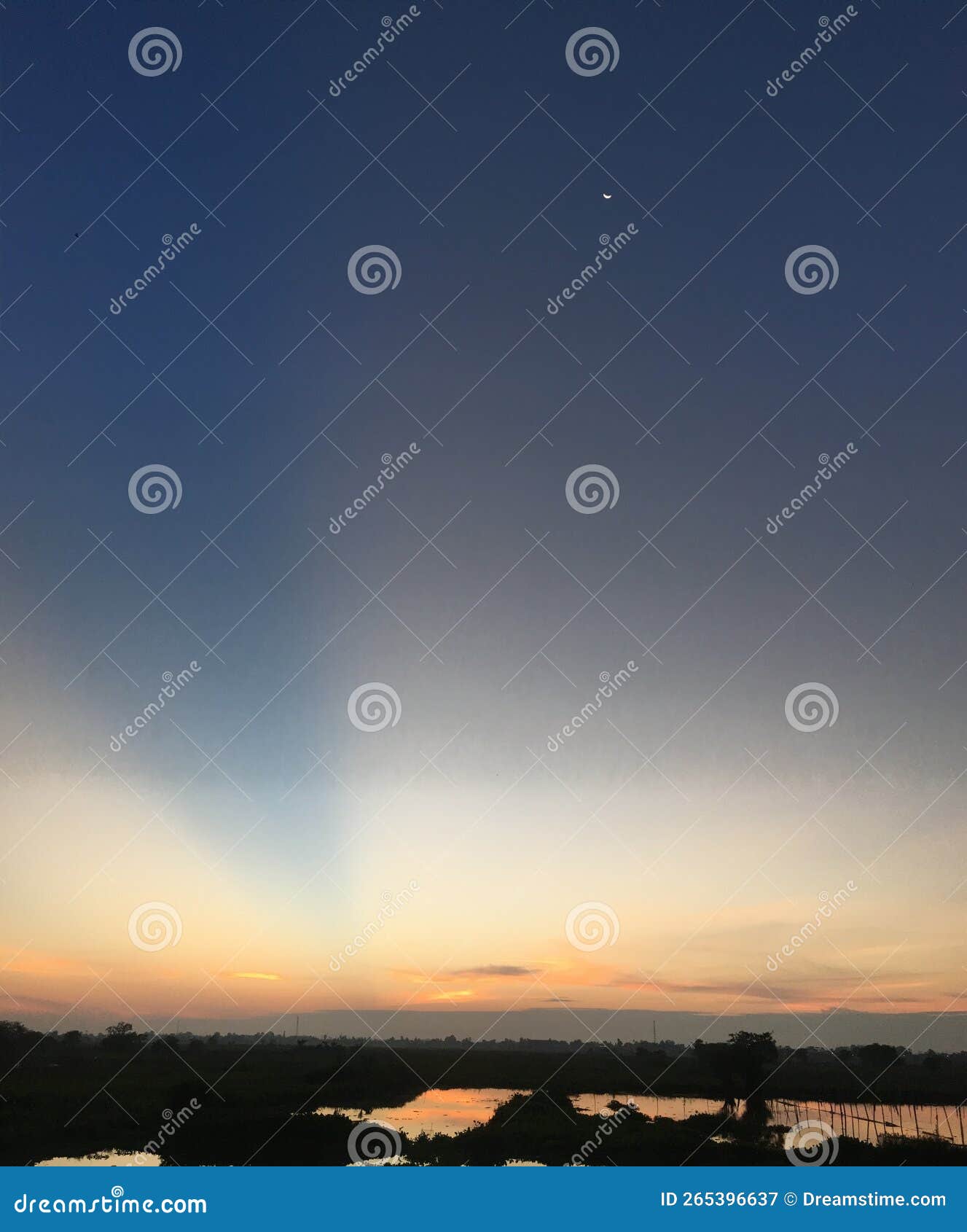 Amazing Skylights and Moon in the Morning Stock Image - Image of ...
