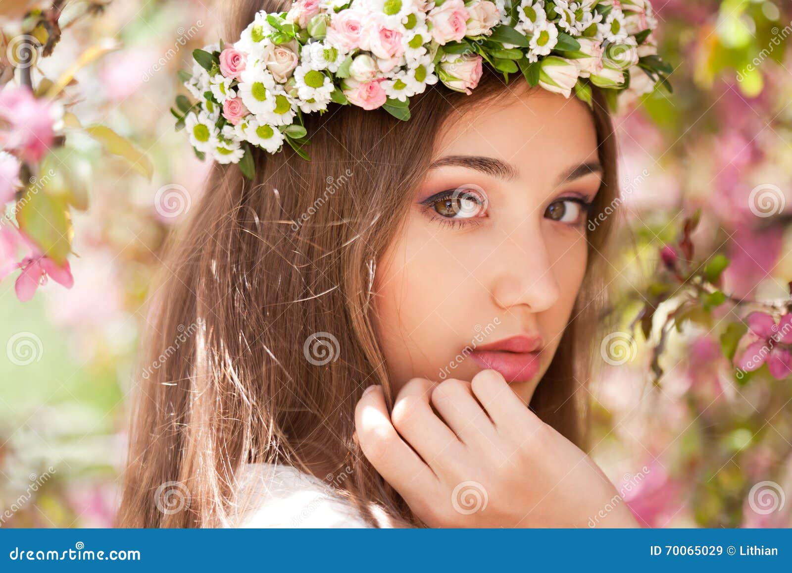 Amazing spring beauty. stock image. Image of cherry, girl - 70065029