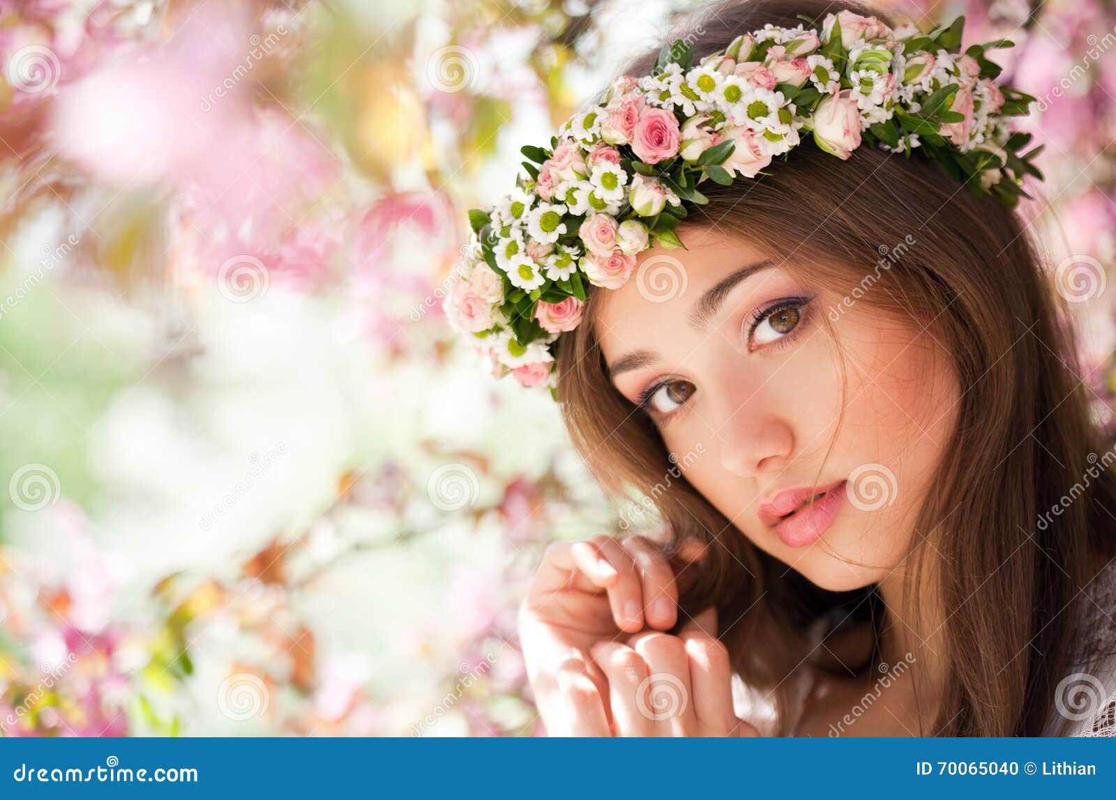Amazing spring beauty. stock photo. Image of girl, copy - 70065040