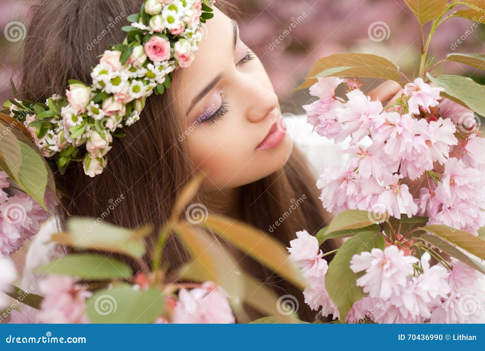 Amazing spring beauty. stock photo. Image of asian, person - 70436990