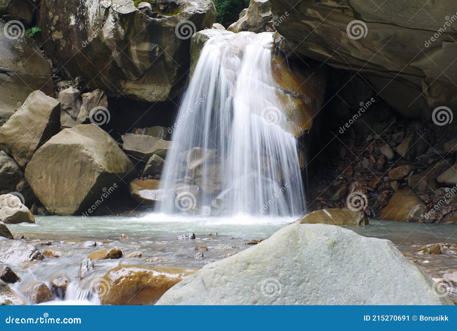 Amazing Stormy Streams of Water Falling from Rocks Stock Image - Image ...