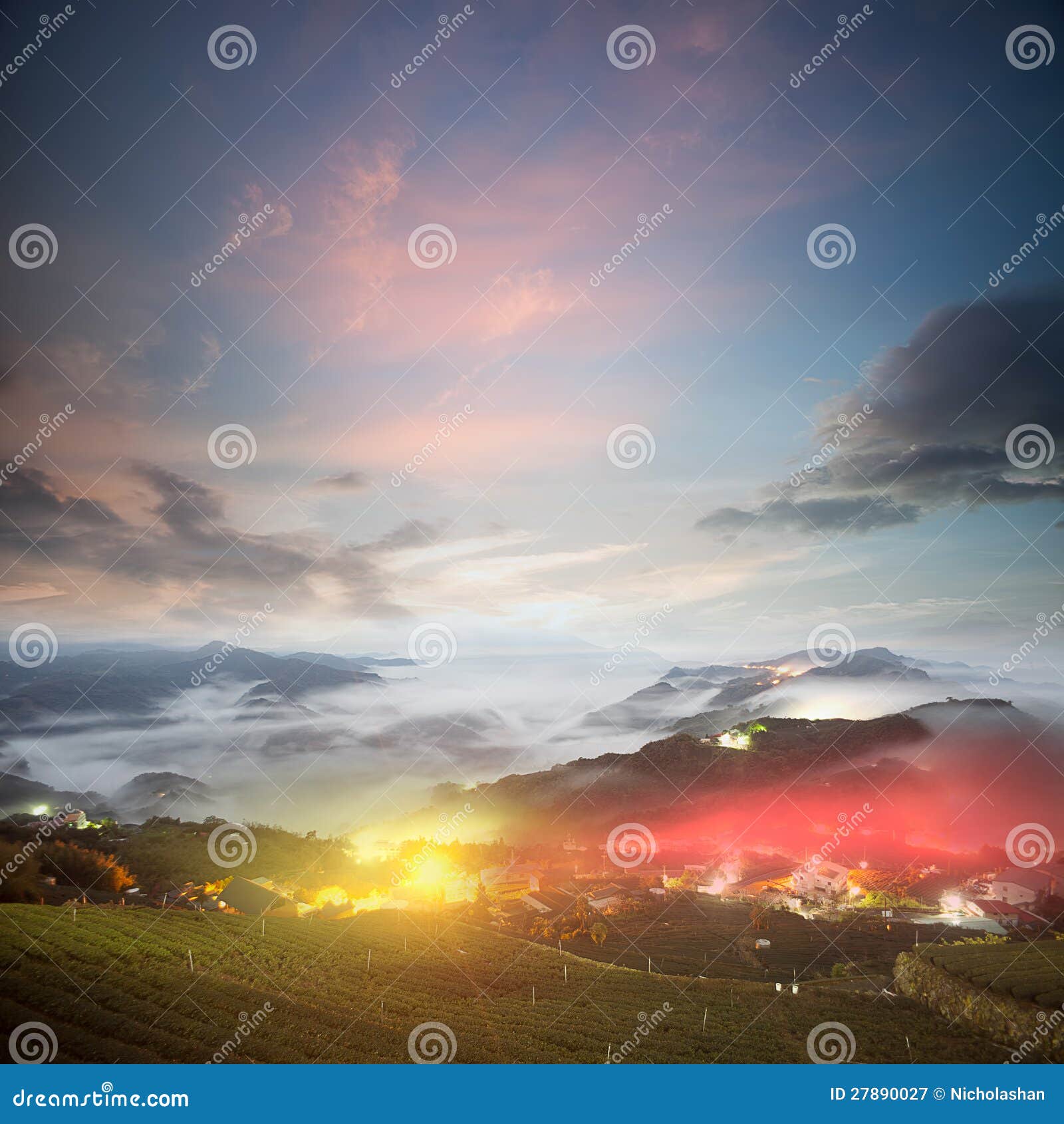 Amazing Sunrise and Sea of Cloud Stock Image - Image of cloud ...