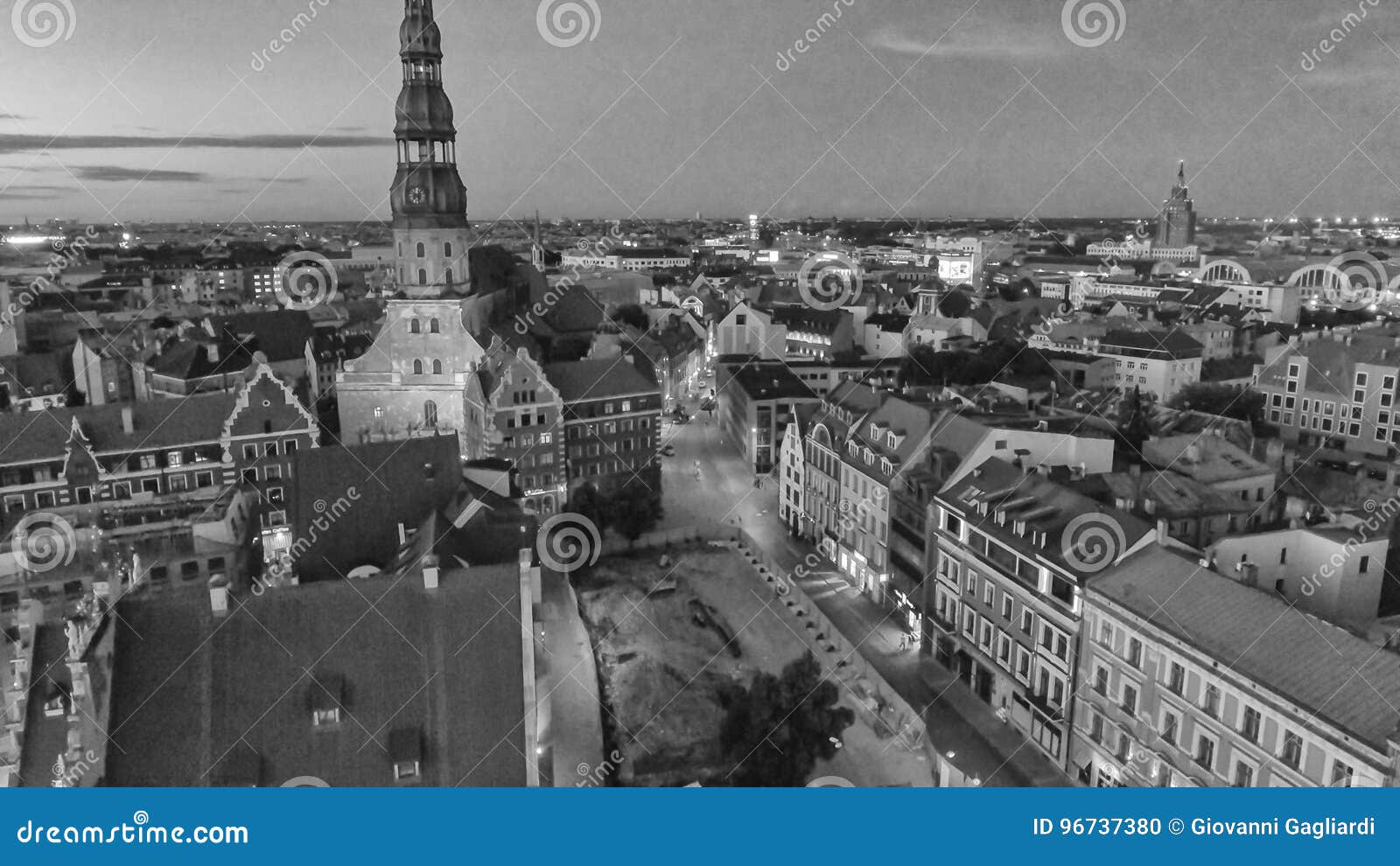 Amazing Sunset Aerial View of Riga Skyline, Latvia Stock Photo - Image ...