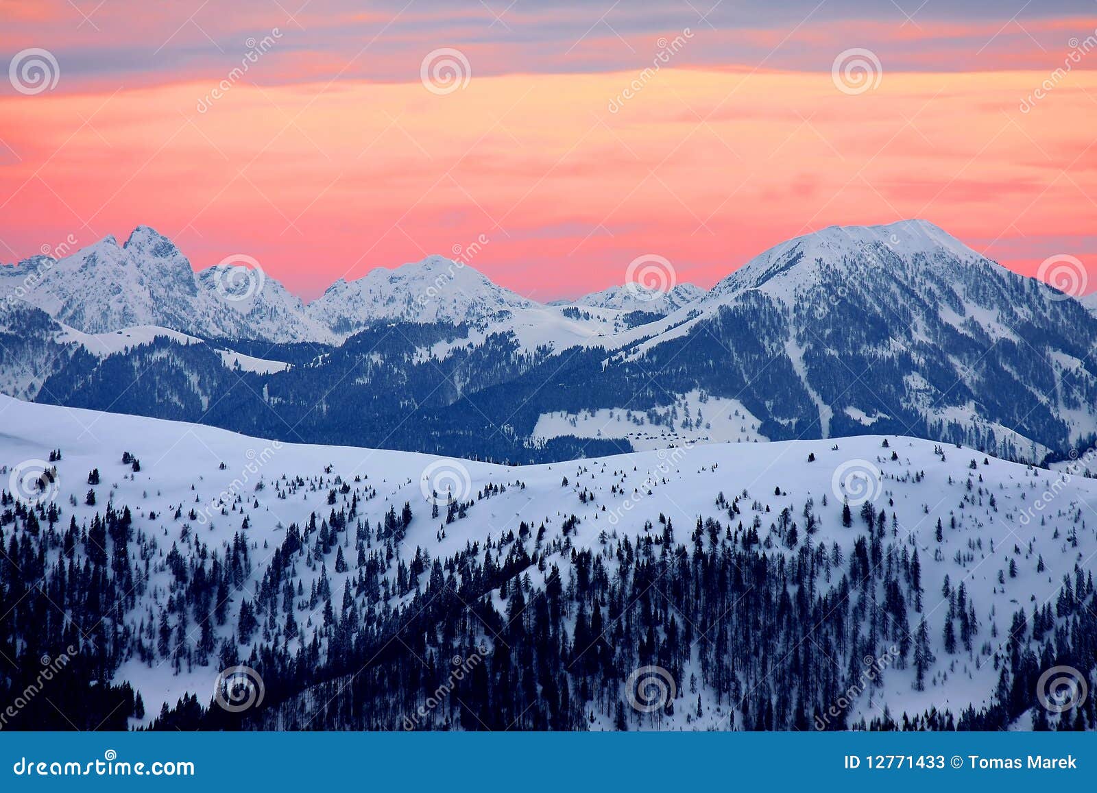 Amazing sunset in Alps stock image. Image of blizzard - 12771433