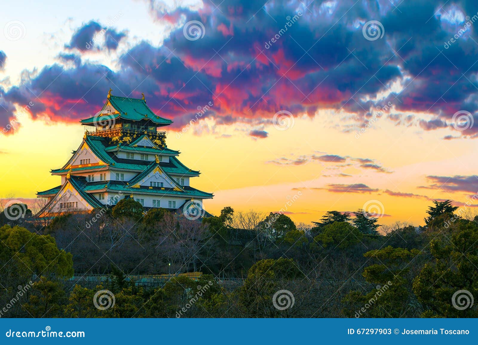 Sunset Osaka Castle Stock Image | CartoonDealer.com #34894141