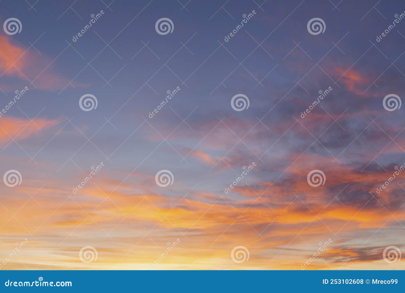 Amazing Sunset with Pink Clouds and Blue Sky Stock Photo - Image of ...