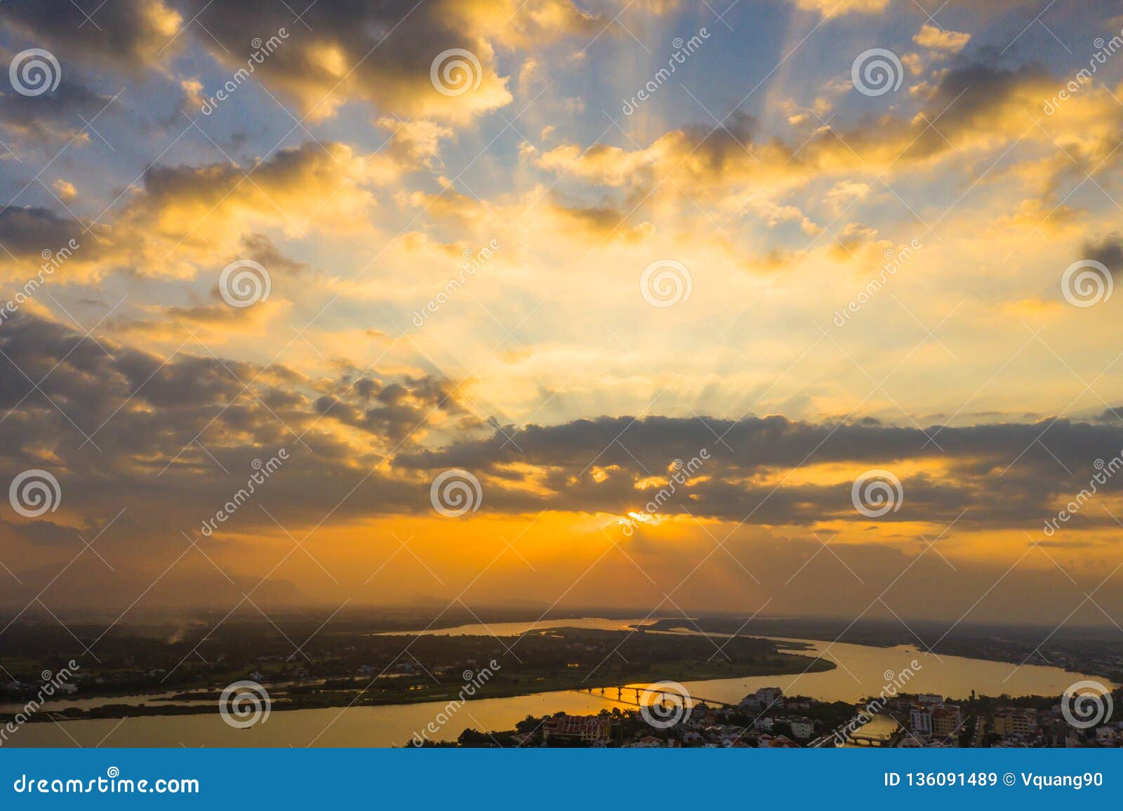 Amazing Sunset with Rays and Sunlights Stock Image - Image of ...
