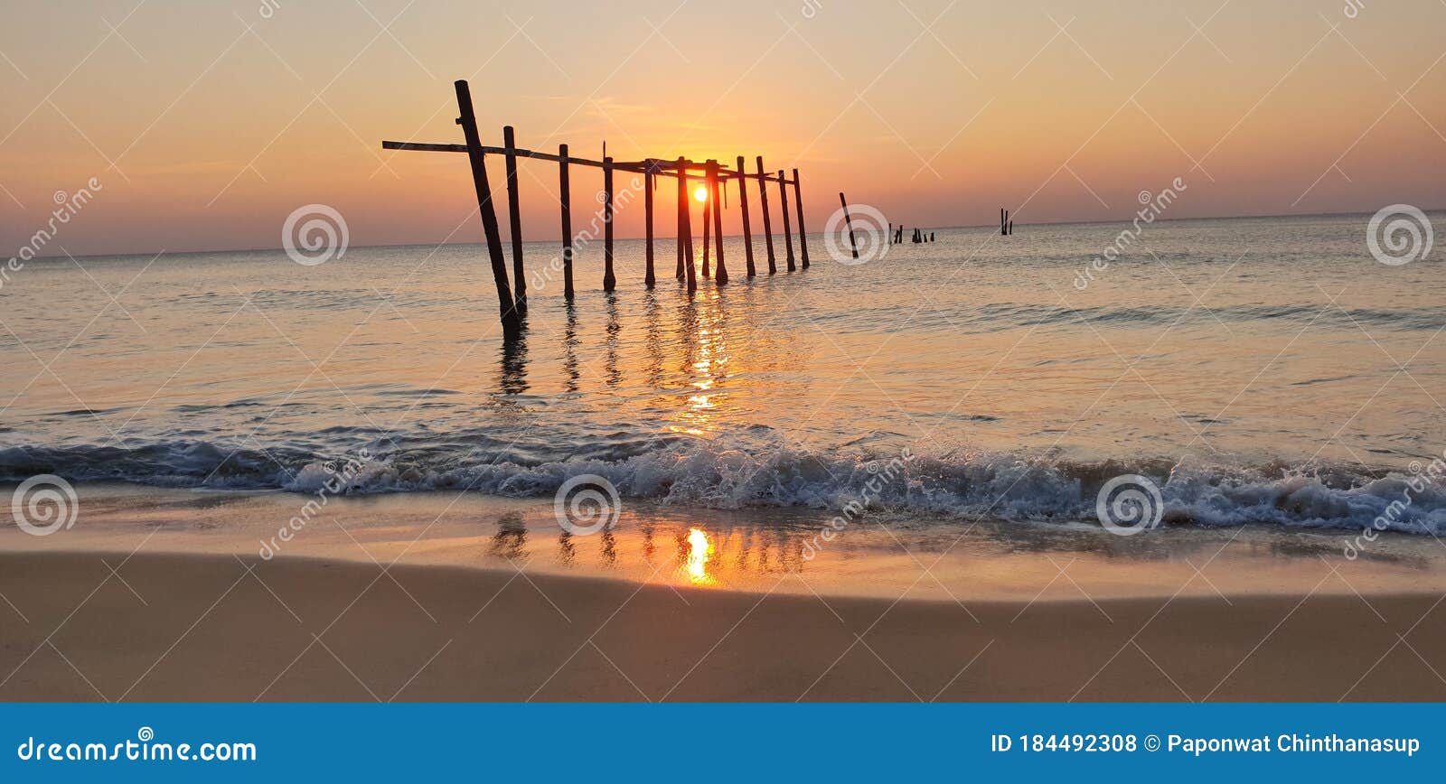 Amazing Sunset Scenery on Tranquil Beach Stock Photo - Image of beach ...