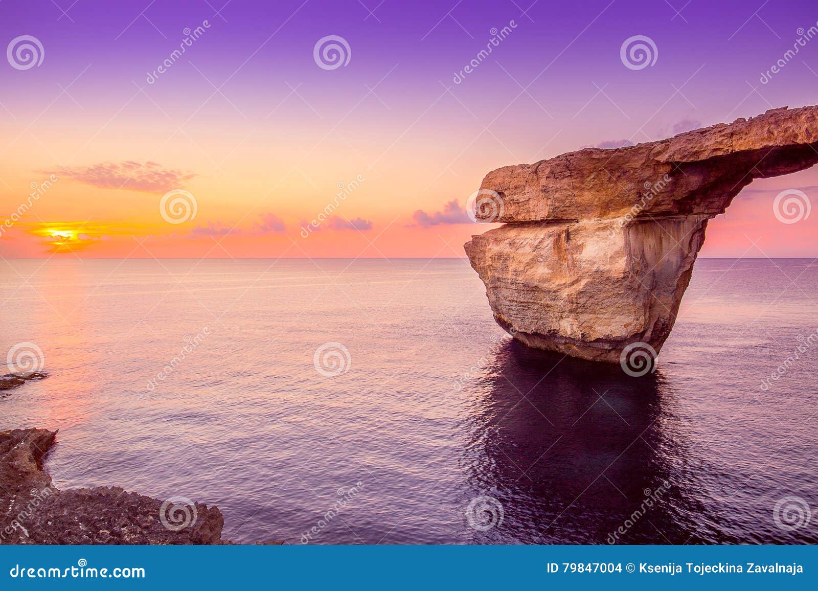 Amazing Sunset View of Azure Window, Malta Stock Photo - Image of ...