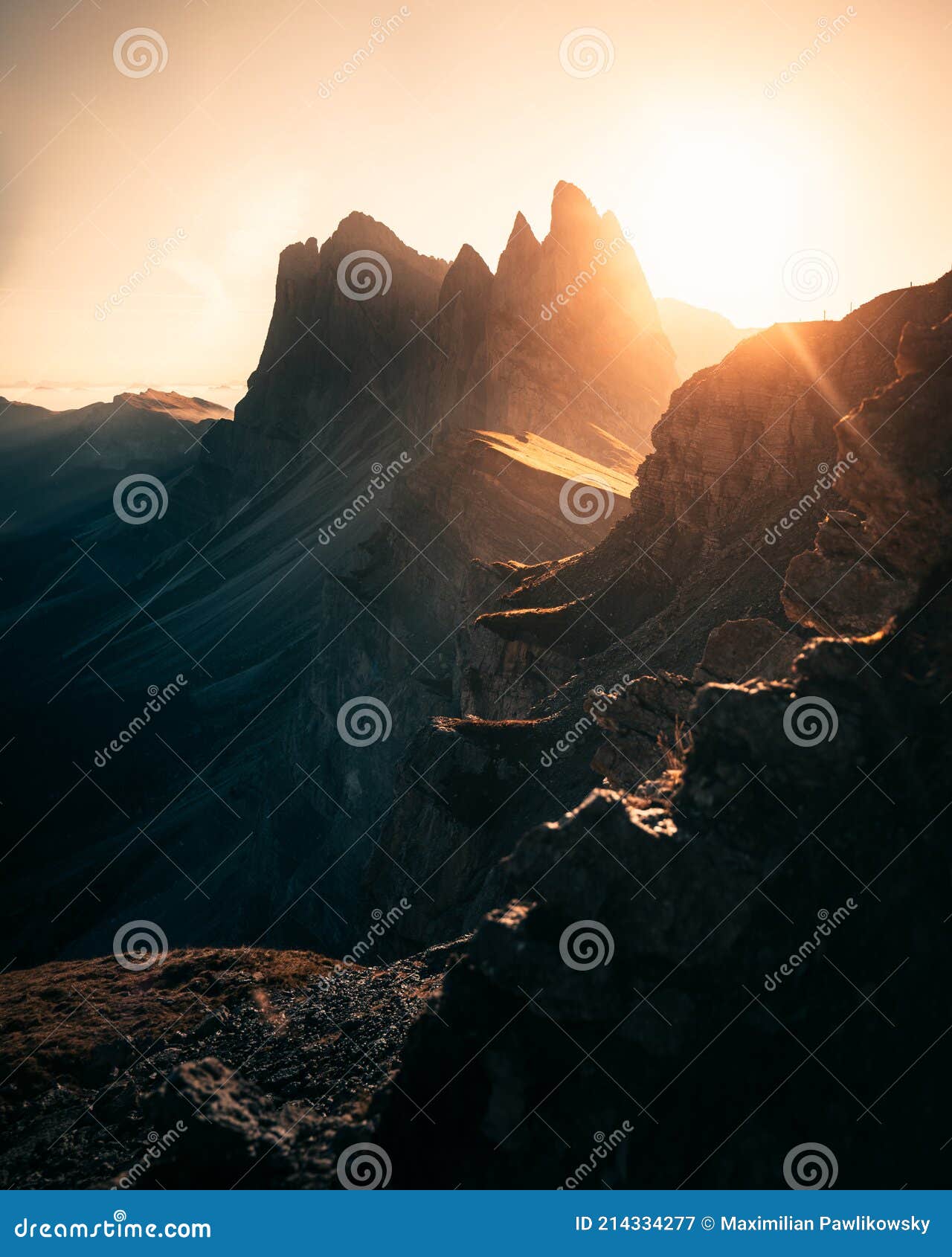 Amazing Sunset View of Seceda Peak in Dolomites . Italy Stock Image ...