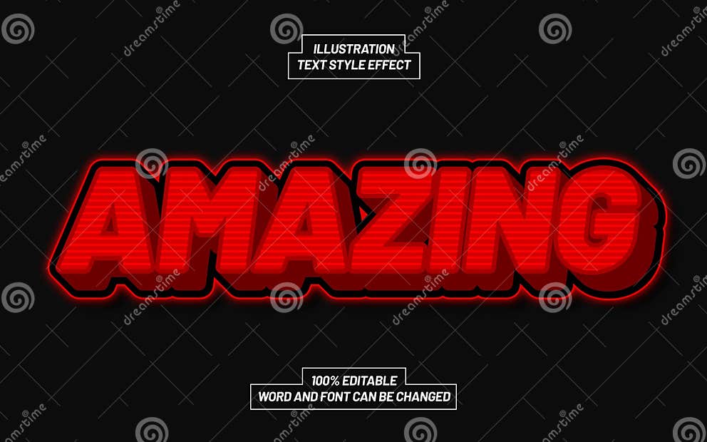 Amazing Red Text Style Effect Stock Vector - Illustration of flat ...