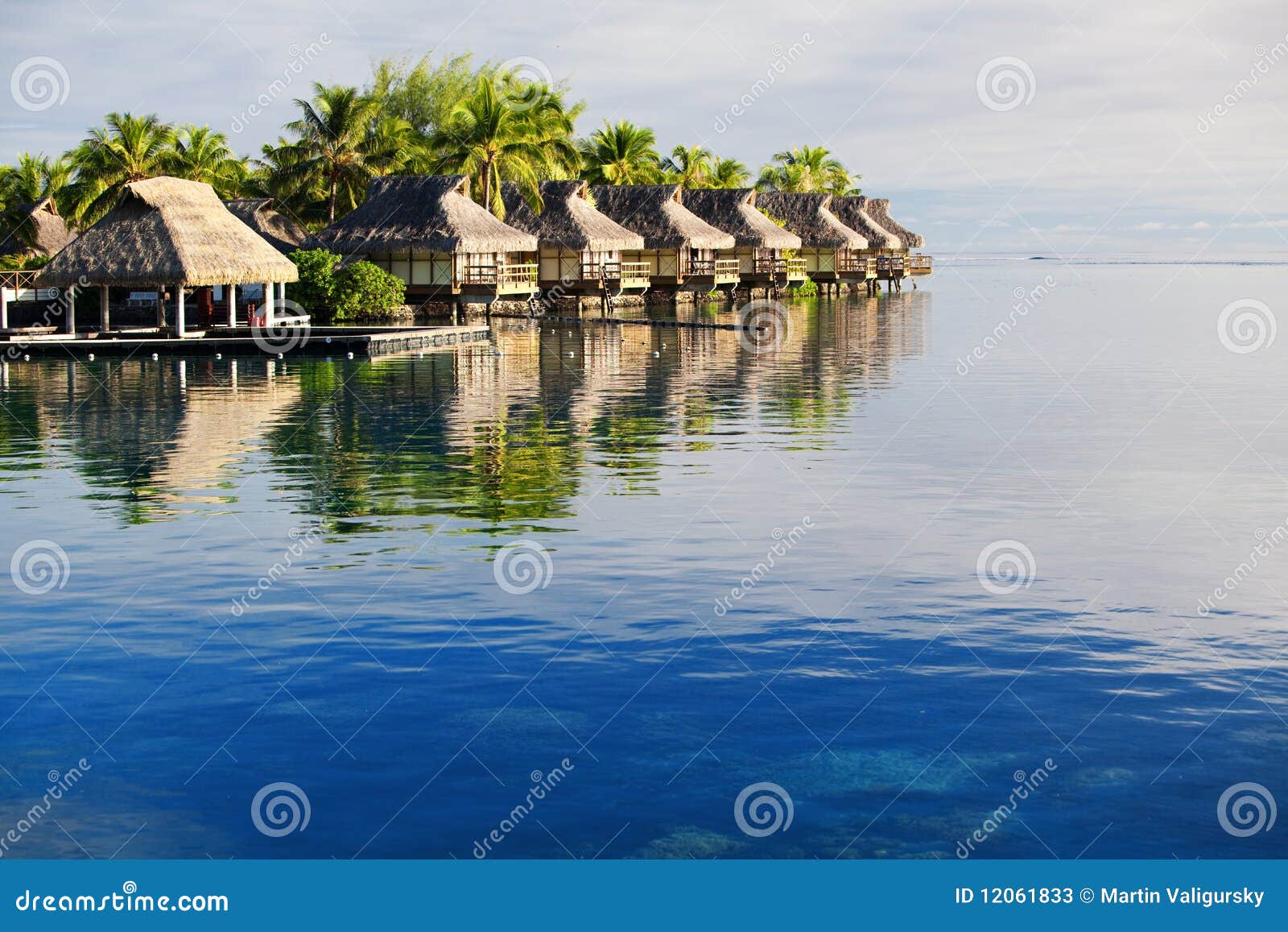 Amazing Tropical Resort with Huts Over Water Stock Image - Image of ...