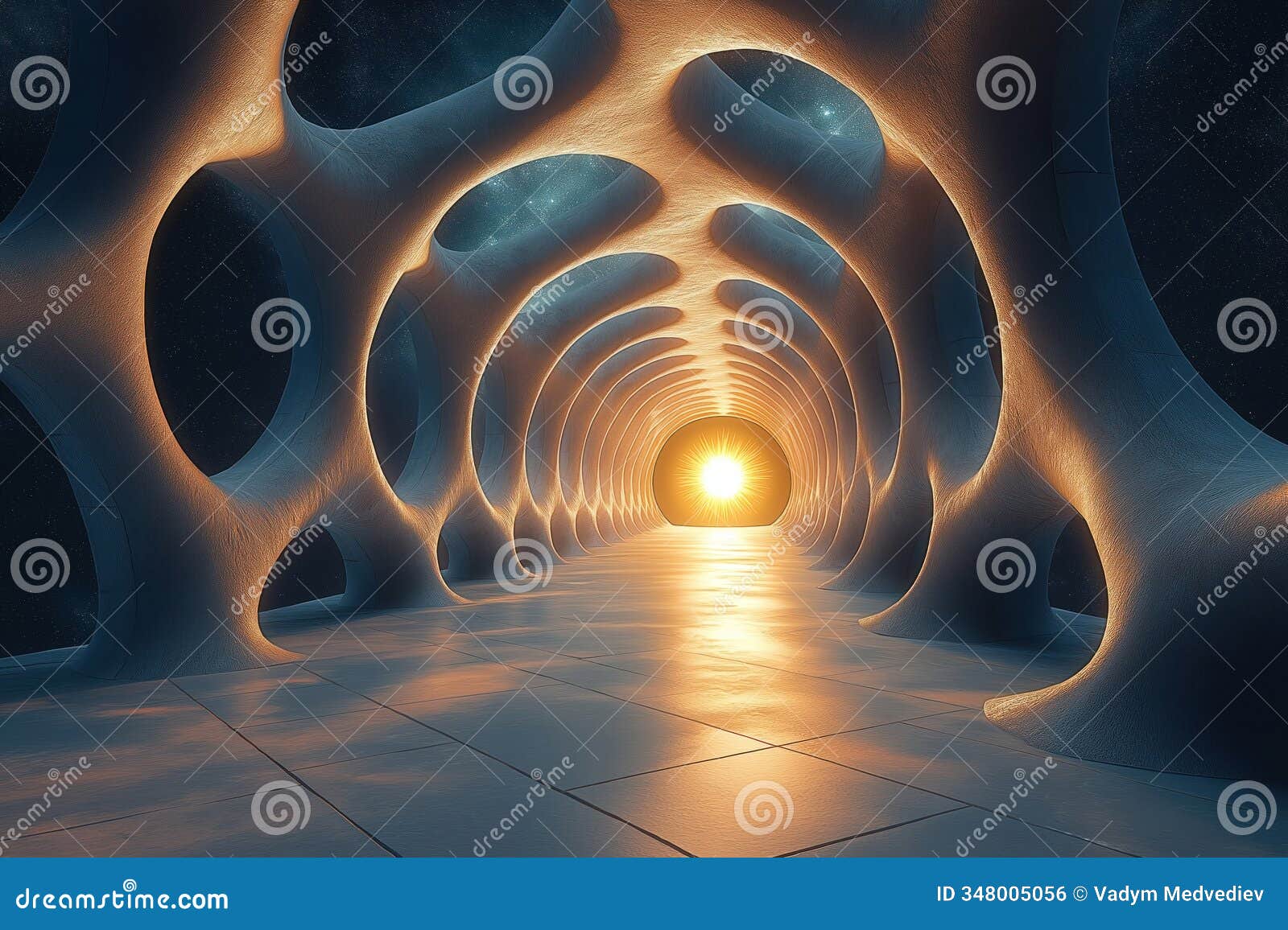 Amazing Tunnel with Light at End. Futuristic Architecture. Intriguing ...