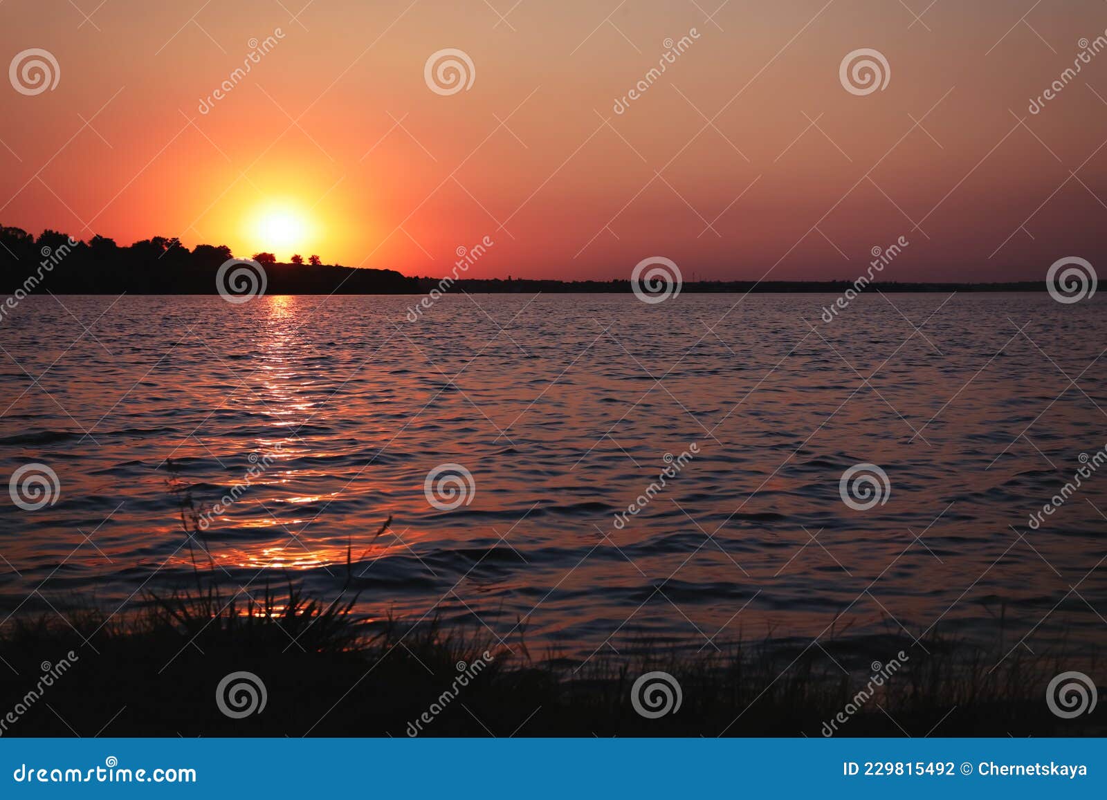 Amazing View of Beautiful Sunset on Riverside Stock Photo - Image of ...