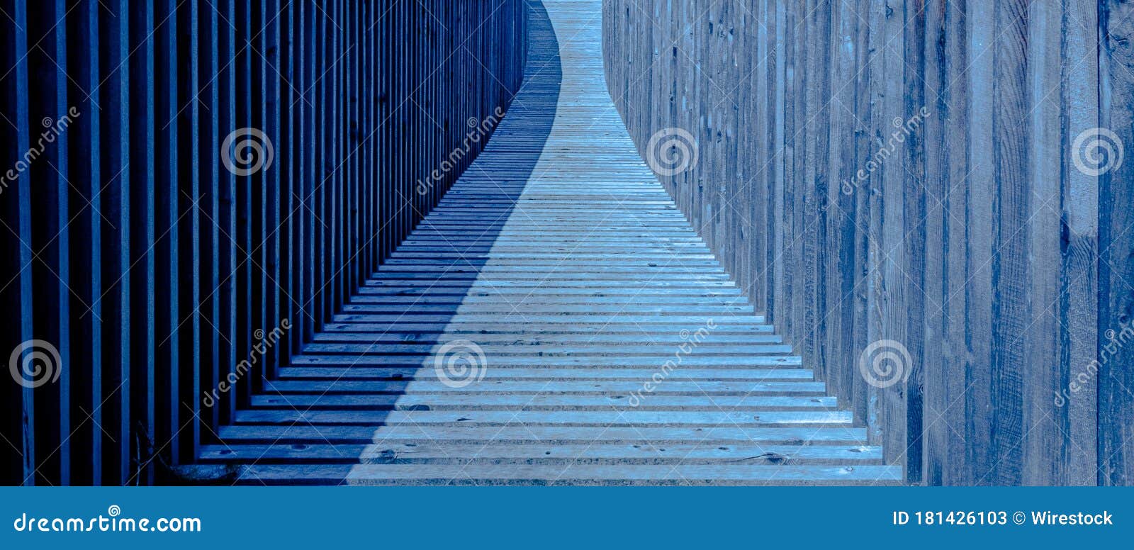 Amazing View of a Blue Wooden Footbridge Under Sunlight Stock Image ...