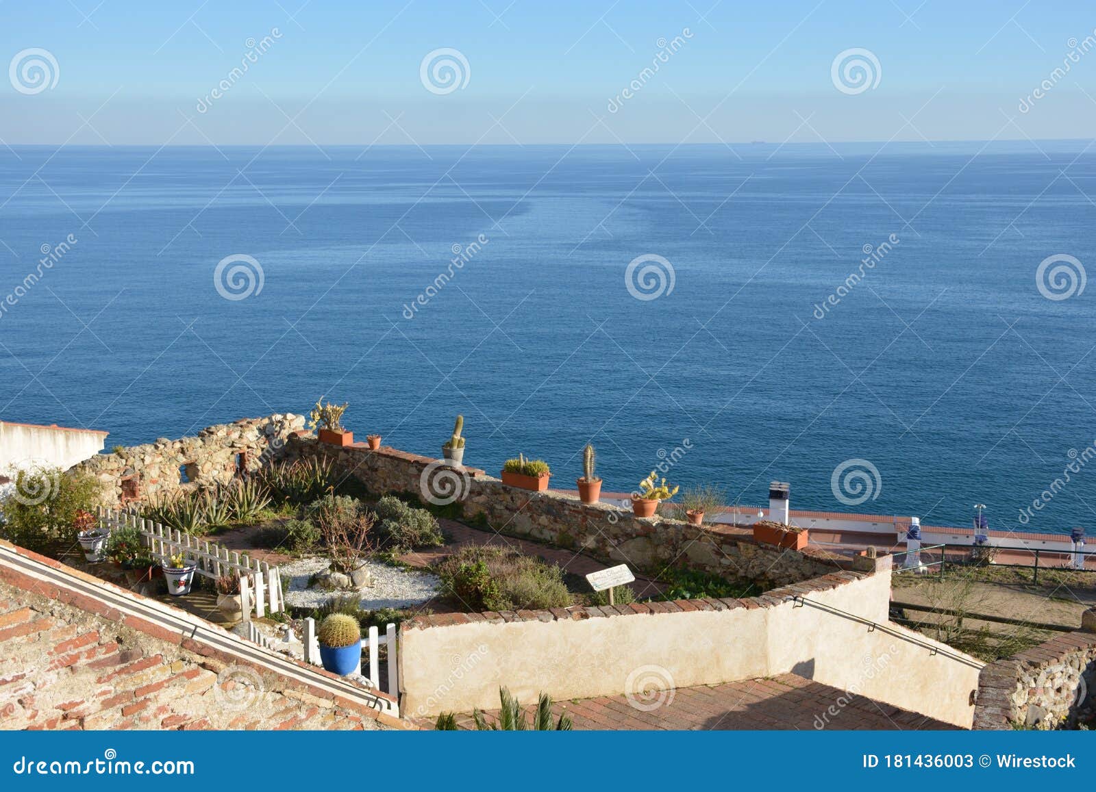 Amazing View of a Coastline Terrace on Limitless Ocean Background Stock ...