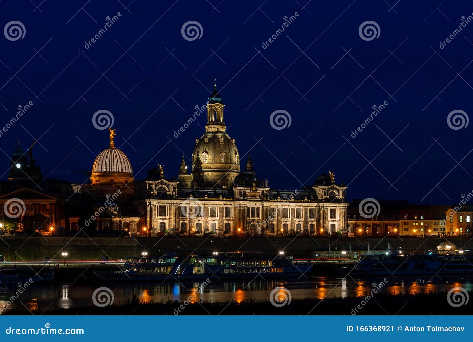 Amazing View on Dresden at Night Stock Image - Image of famous ...