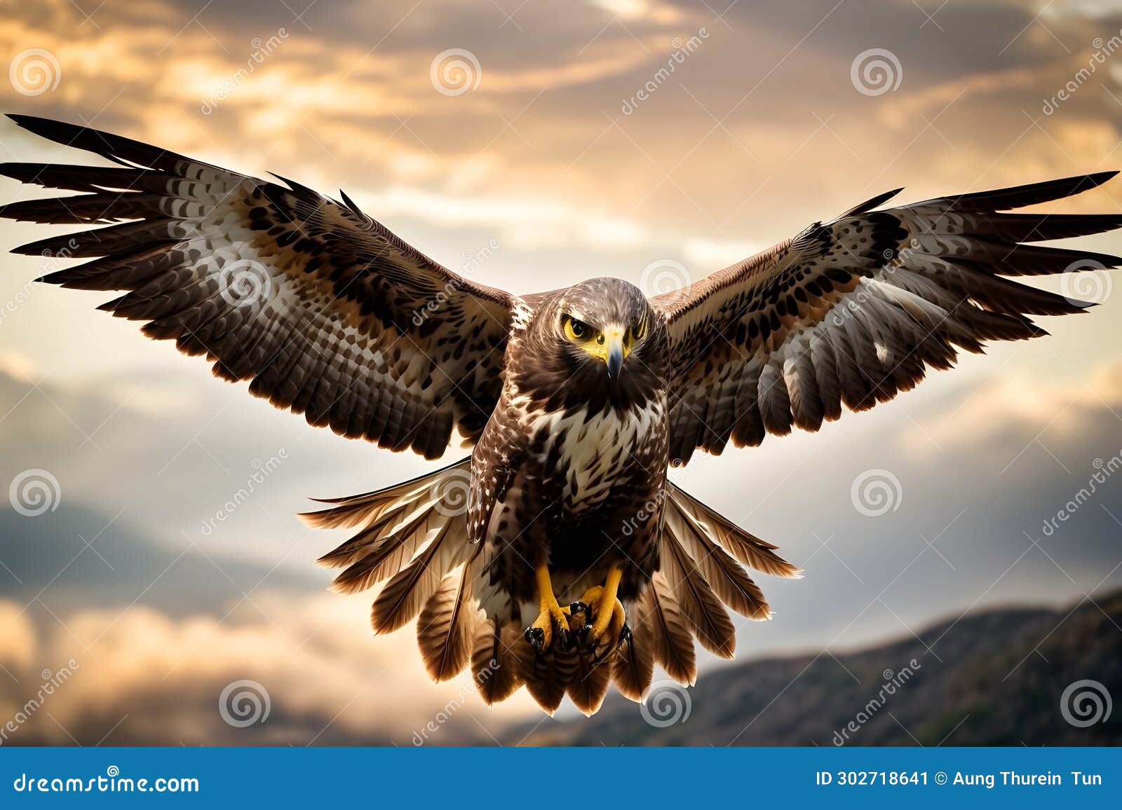 An Amazing View of a Flying Hawk Stock Image - Image of plumage, raptor ...