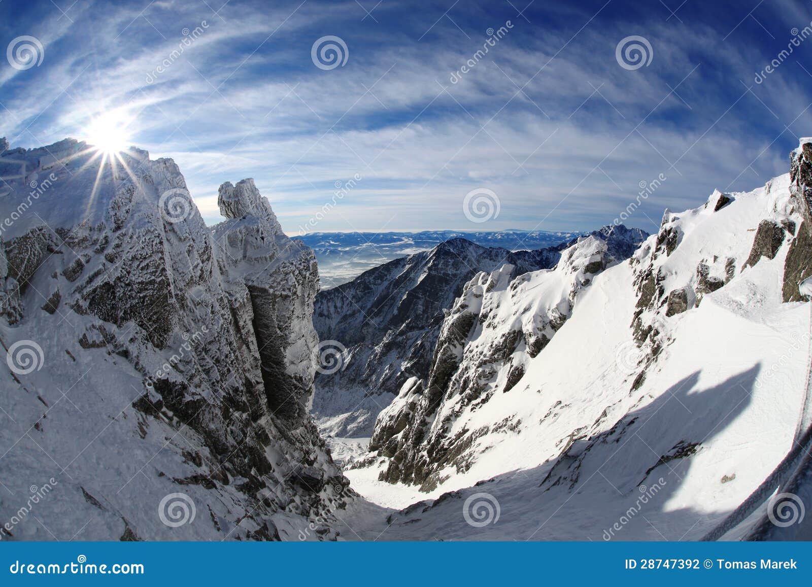 Amazing View of High Mountains Against Sun Stock Photo - Image of ...