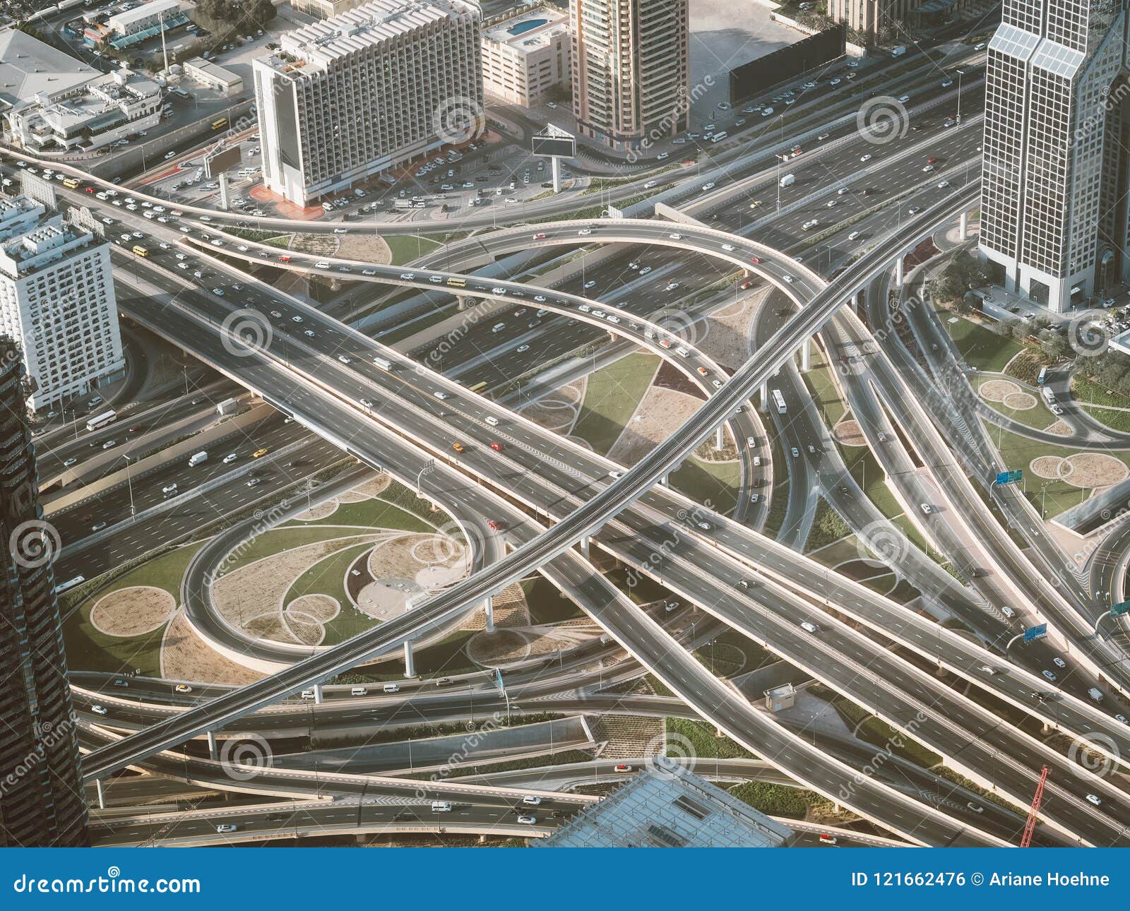 View of an Interchange from Top in Dubai, UAE Stock Photo - Image of ...