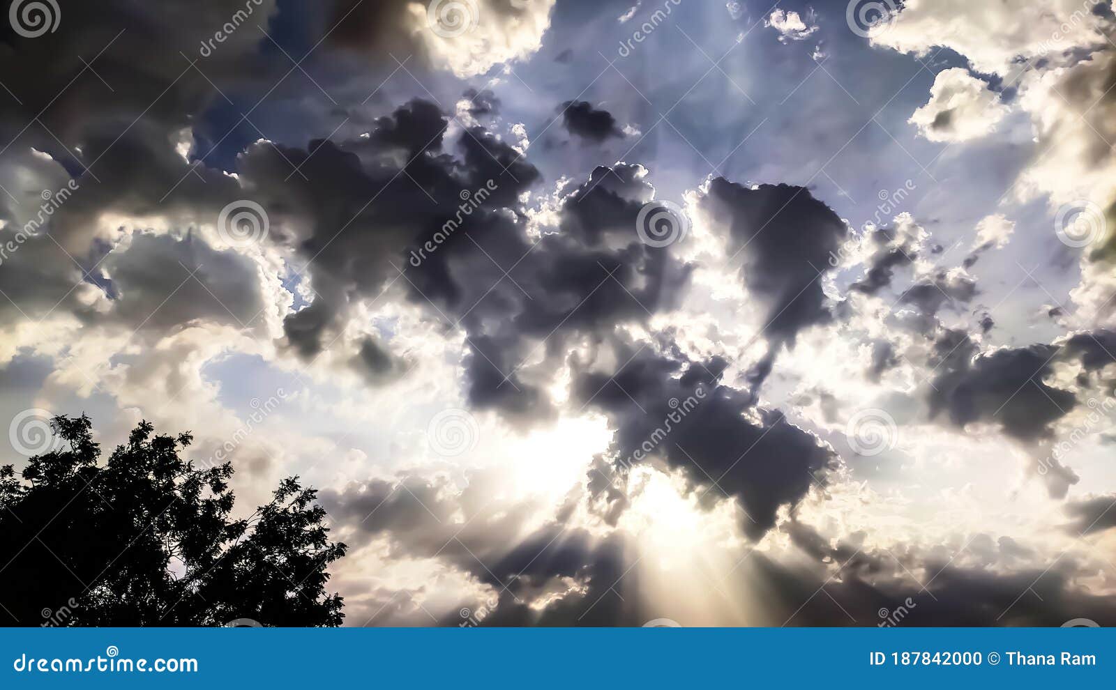 Hidden Sun Behind the Dark Clouds Stock Photo - Image of silhouette ...