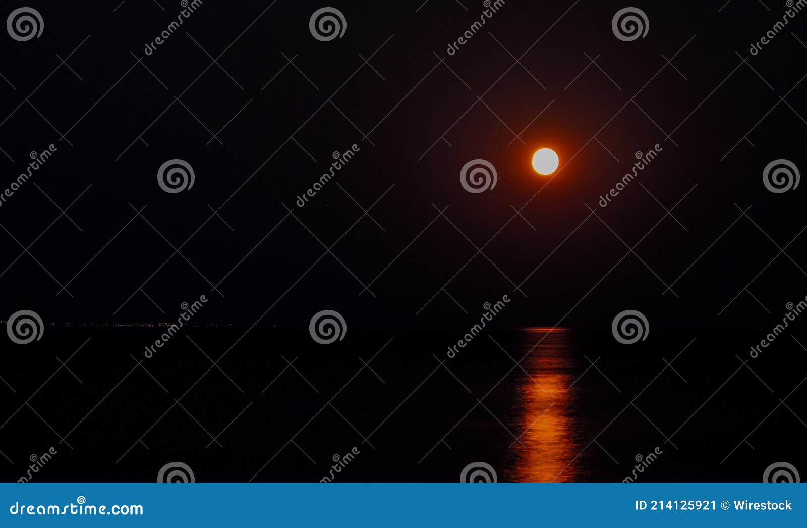 Amazing View of the Sunset Over the Lake in the Dark Evening Stock ...