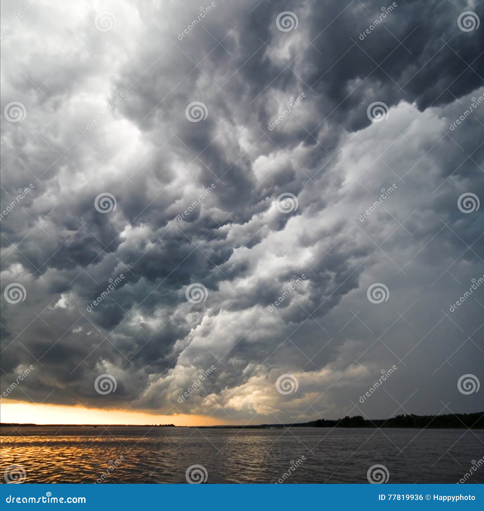 Amazing View of Thunderstorm Clouds Above Water Stock Photo - Image of ...